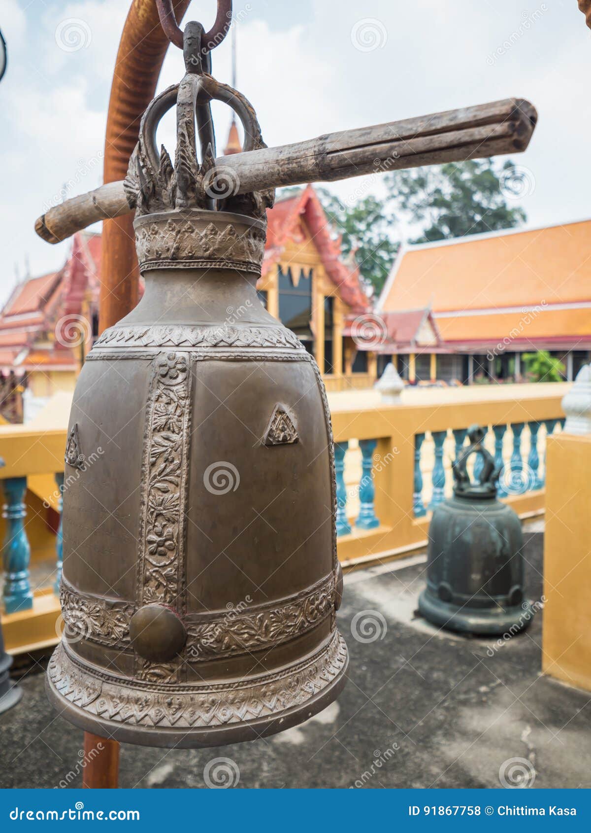 Ancient bell in temple stock photo. Image of luck, culture - 91867758