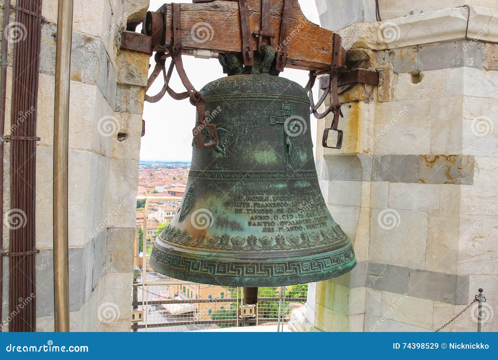 Ancient Bell at the Top of Leaning Tower in Pisa, Italy. Stock Image ...