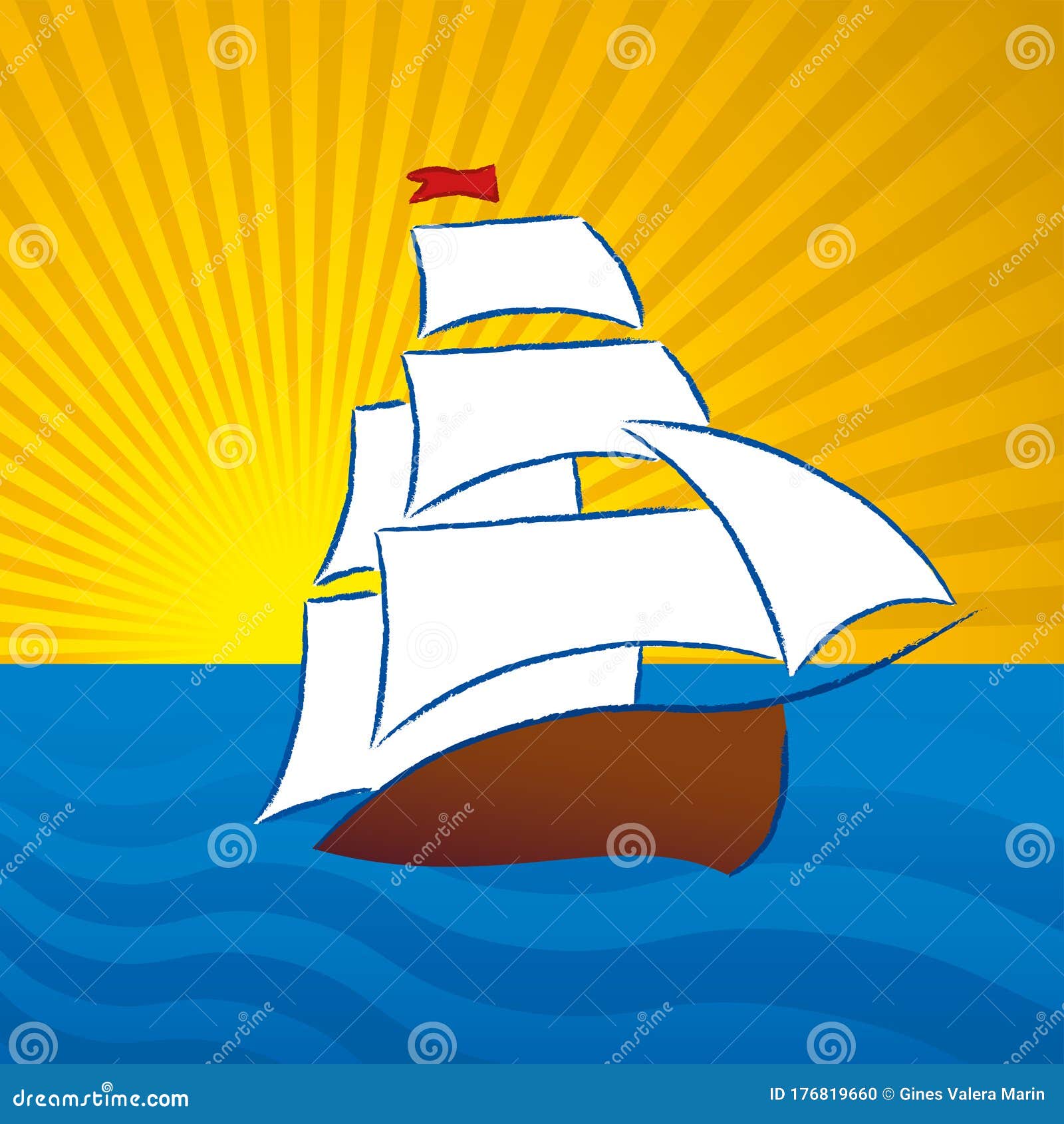 Ancient Boat Drawing in Plain an Clean Style Stock Illustration ...