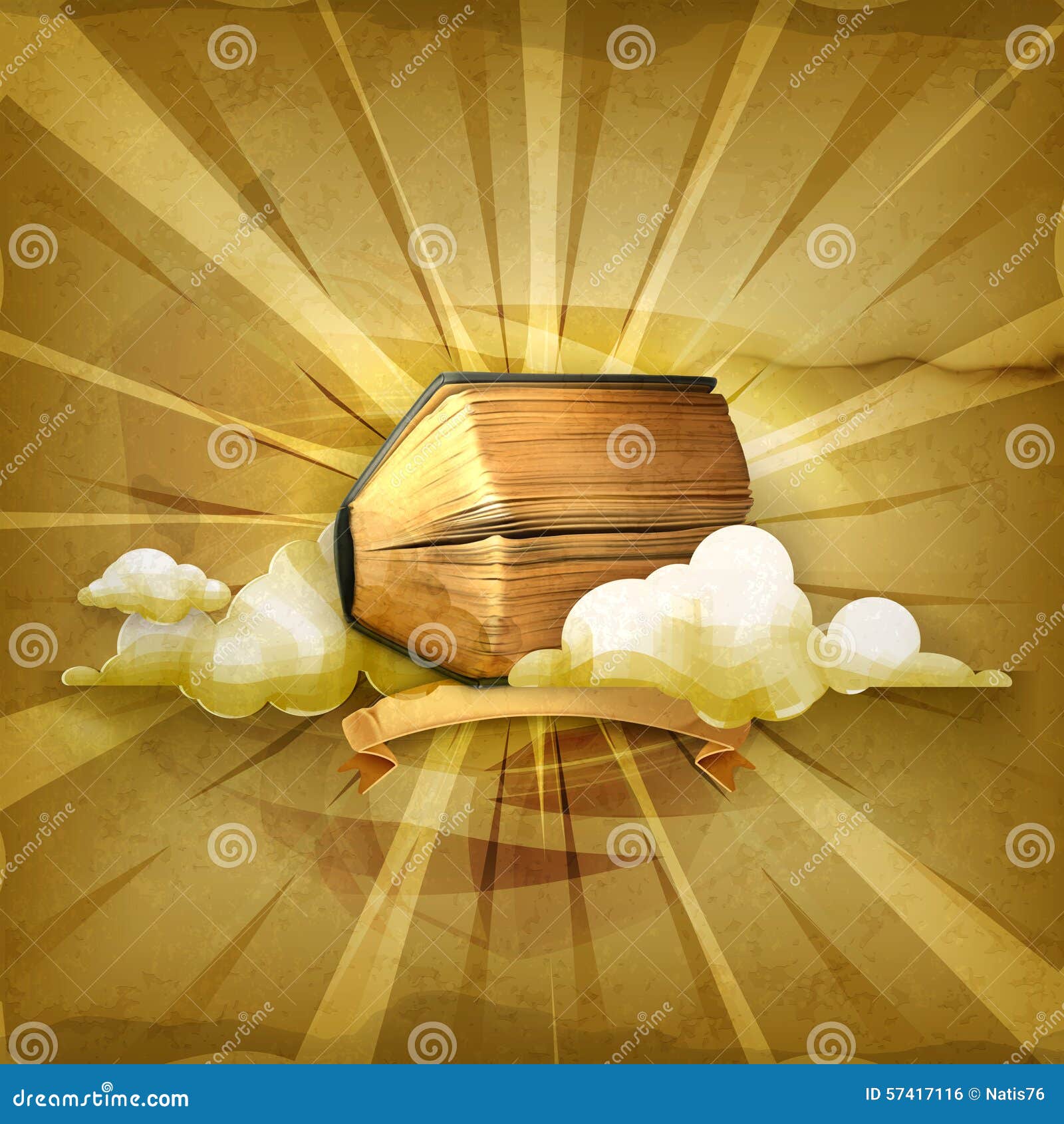 Ancient book and clouds stock vector. Illustration of notebook - 57417116