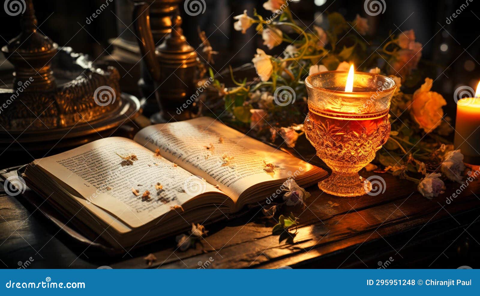 Ancient Book and a Cup of Tea in Library Table Stock Photo - Image of ...