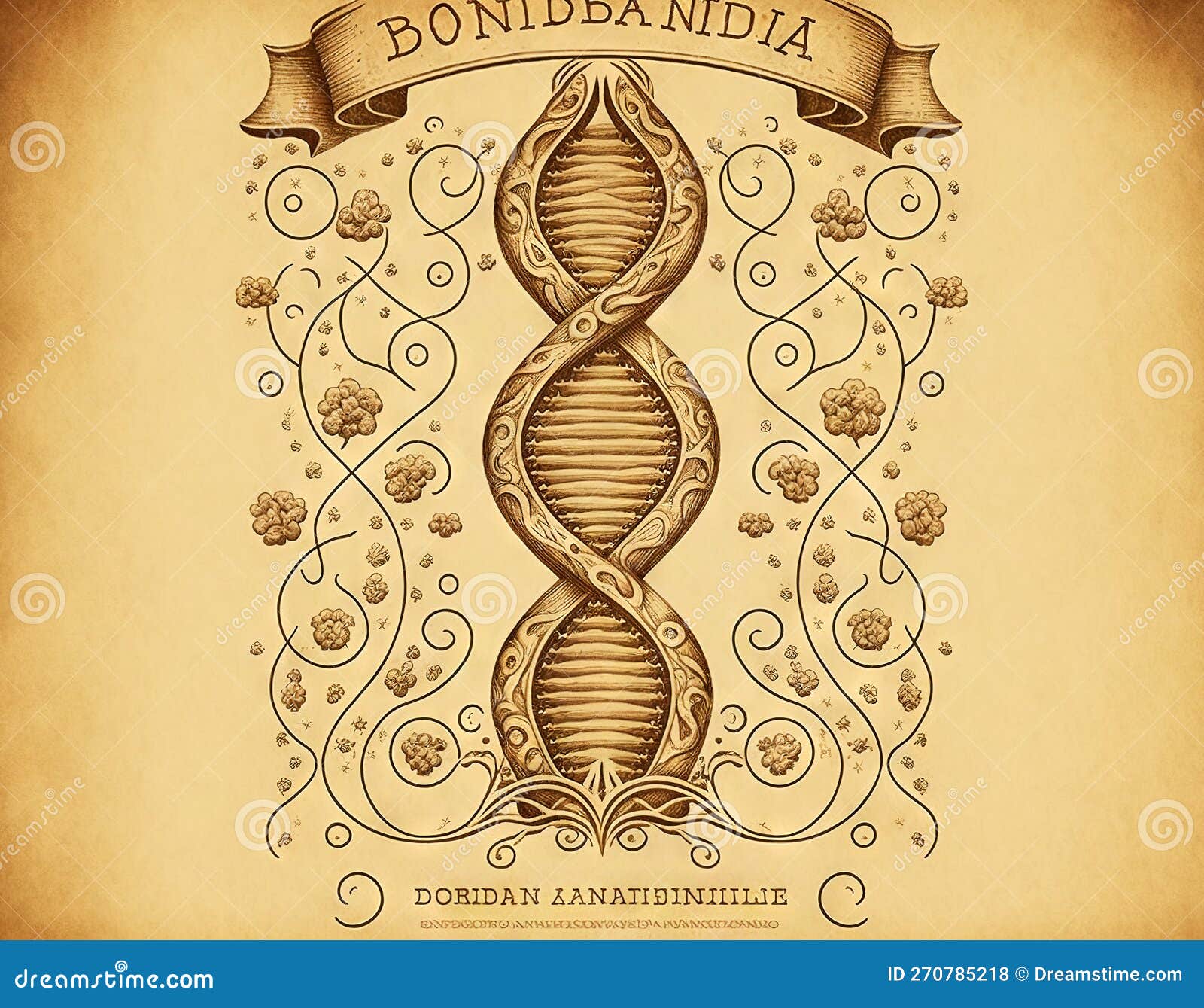 Ancient Book Illustration of DNA Double Helix. Generative AI Stock ...