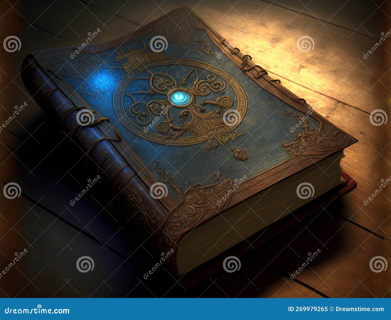 Ancient Holy Book with Blue Light - Generative Ai Illustration Stock ...