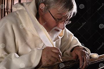 Ancient book and monk stock image. Image of kneeling - 32238847