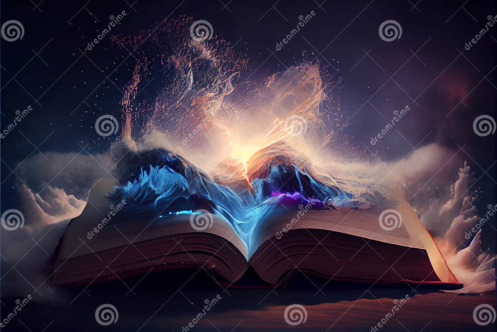 Ancient Book that Opens with Magic, the Magic Light in the Darkness on ...