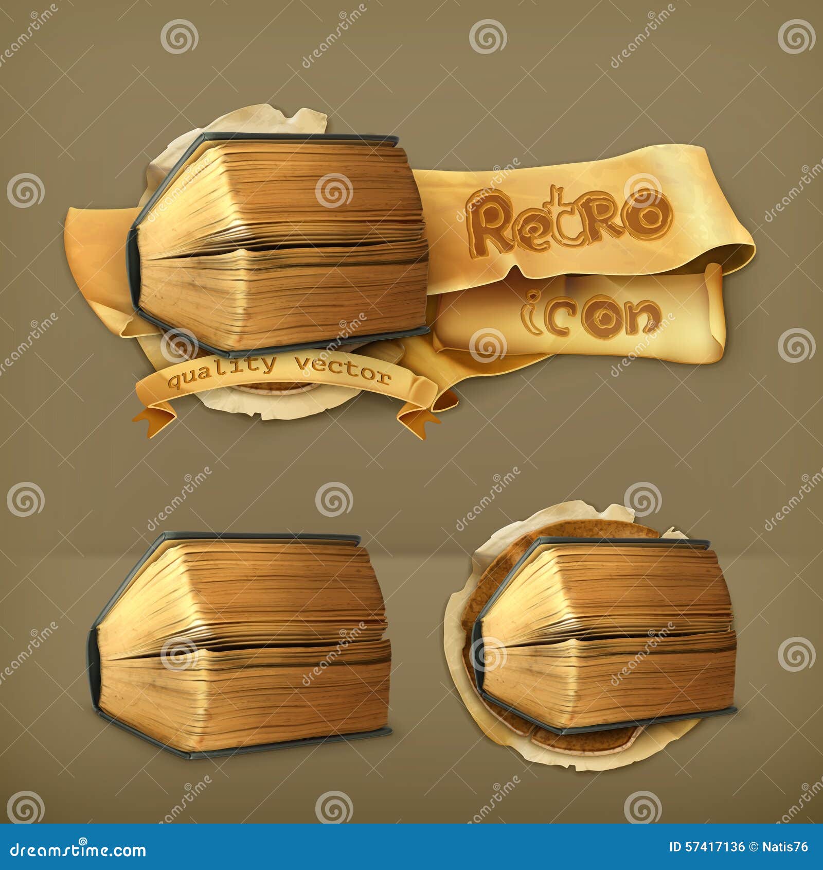 Ancient books icons stock vector. Illustration of intelligence - 57417136