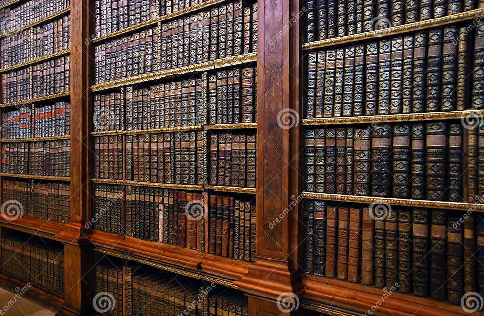 Ancient bookshelves stock image. Image of business, class - 1851891