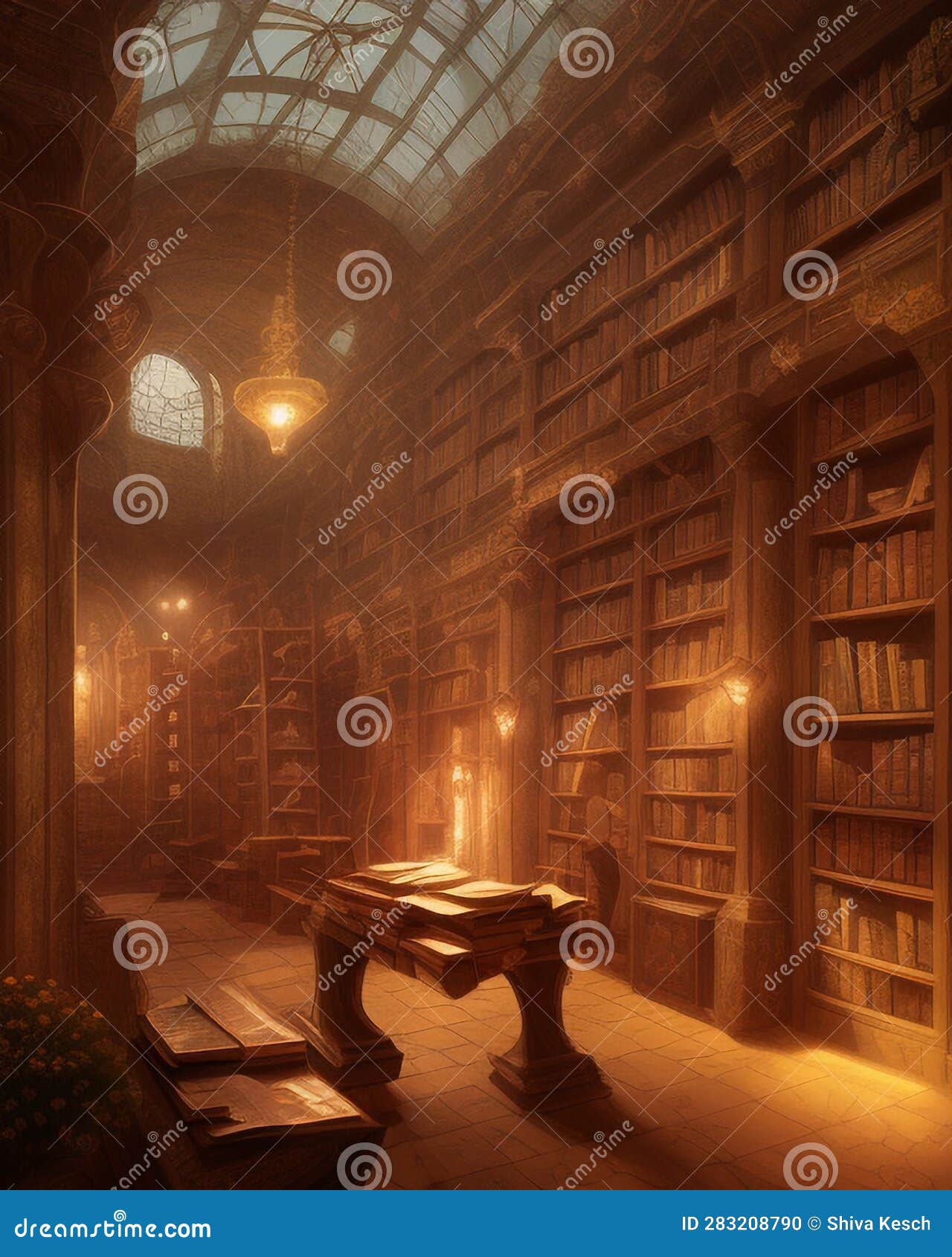 Ancient Bookstore, Mystery and History Stock Illustration ...