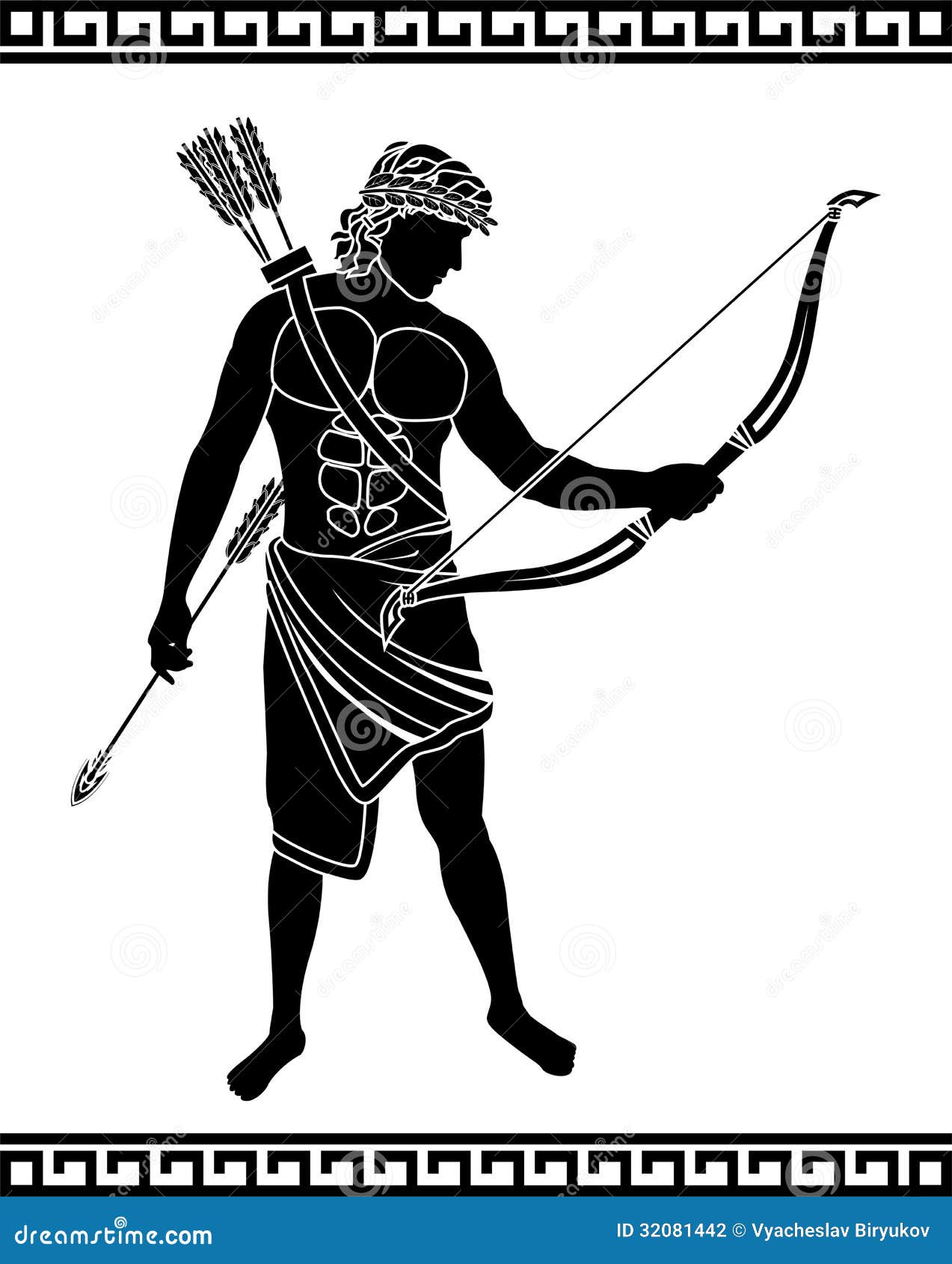 Sparta Archer , Trojan Warrior With The Arch Cartoon Vector ...