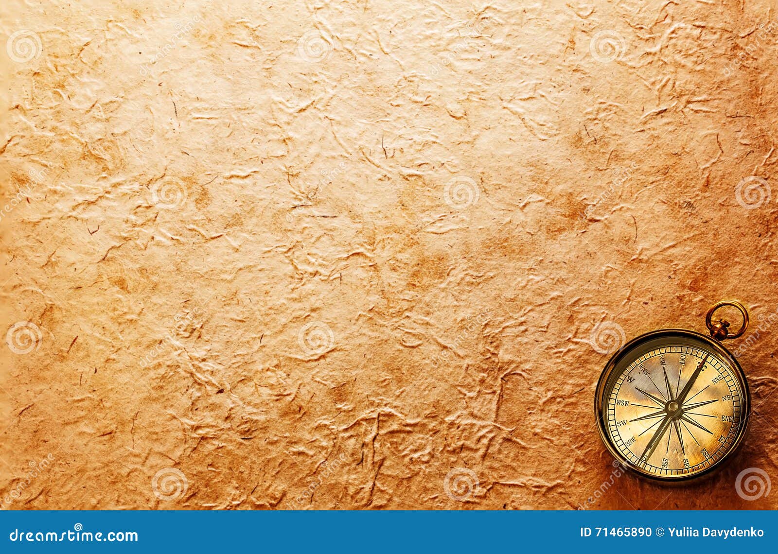 Ancient Brass Compass on Vintage Old Paper Background. Retro Stale ...