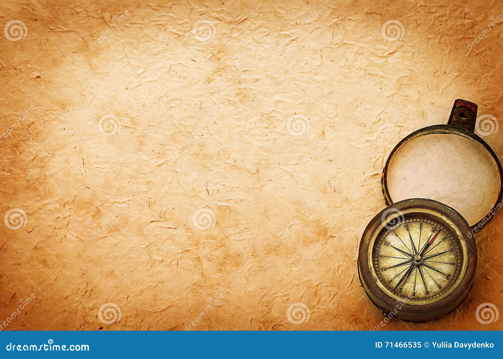 Ancient Brass Compass on Vintage Old Paper Background. Retro Stale ...