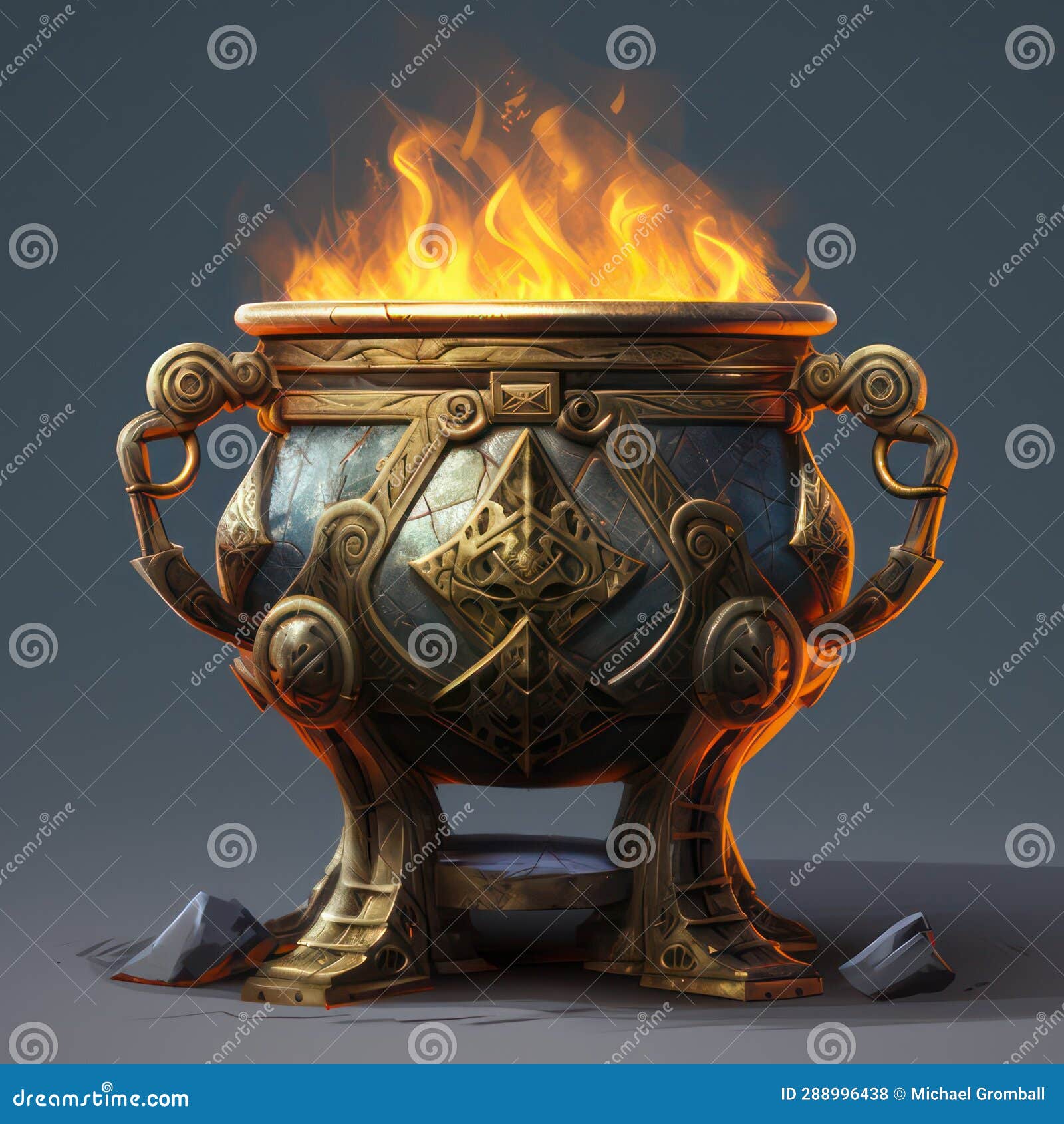 Ancient Brazier Created with Generative AI. a Burning Fire for Cooking ...