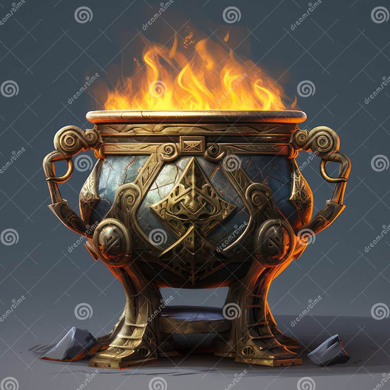 Ancient Brazier Created with Generative AI. a Burning Fire for Cooking ...