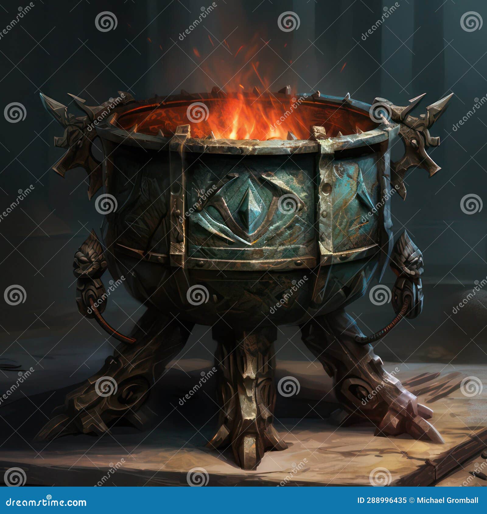 Ancient Brazier Created with Generative AI. a Burning Fire for Cooking ...