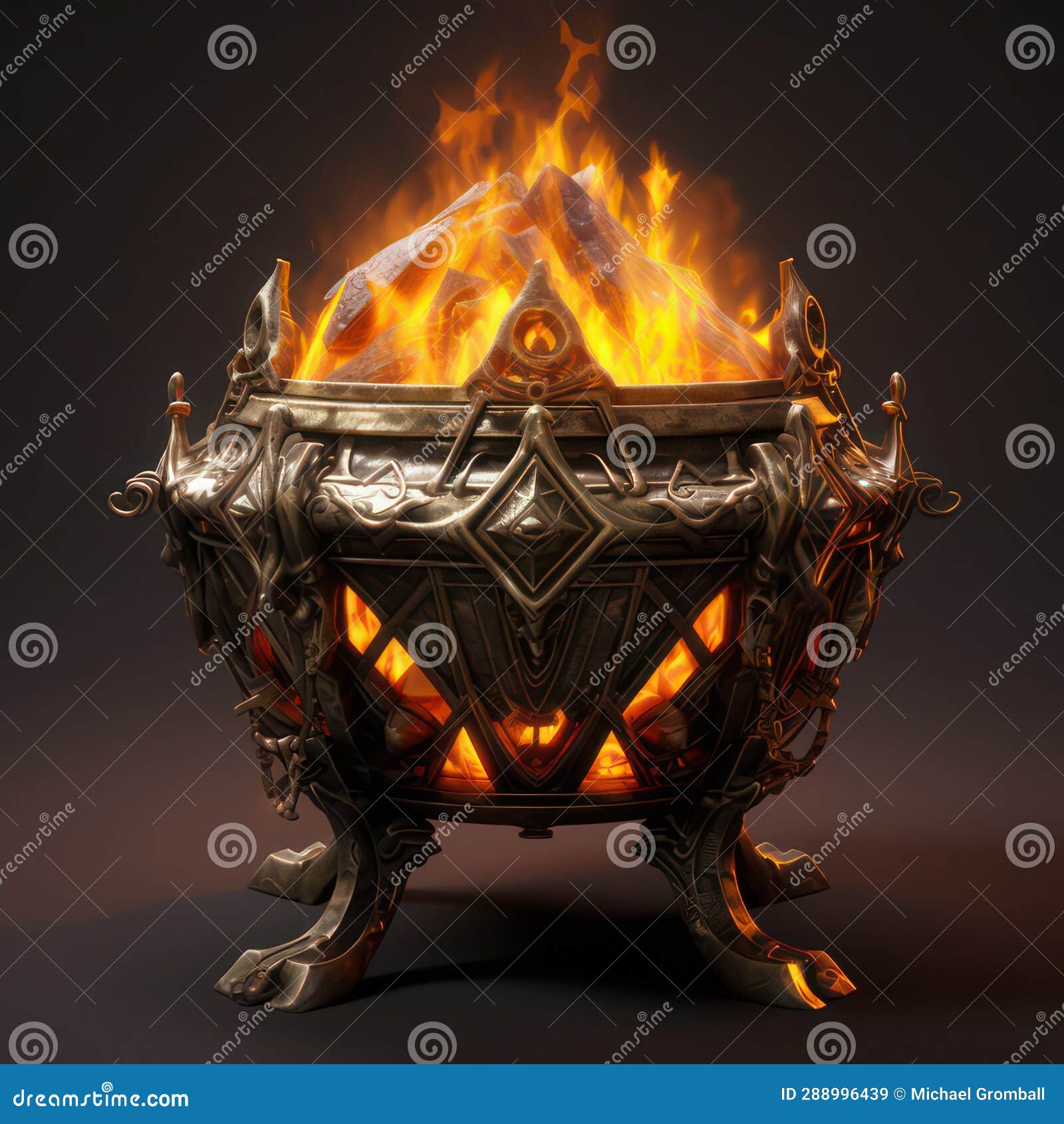 Ancient Brazier Created with Generative AI. a Burning Fire for Cooking ...