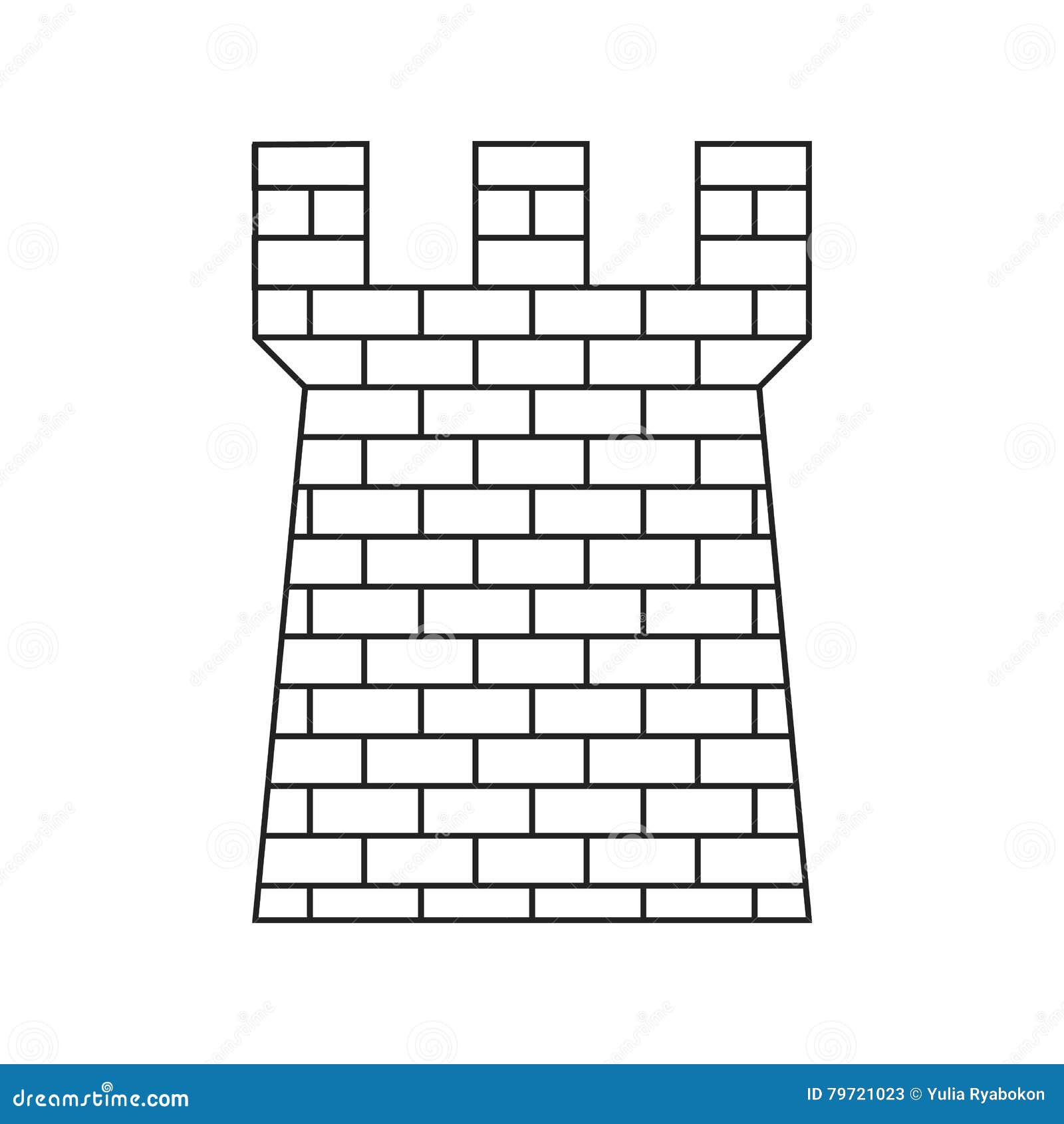 Ancient Brick Defense Tower Thin Line Icon Stock Vector - Illustration ...