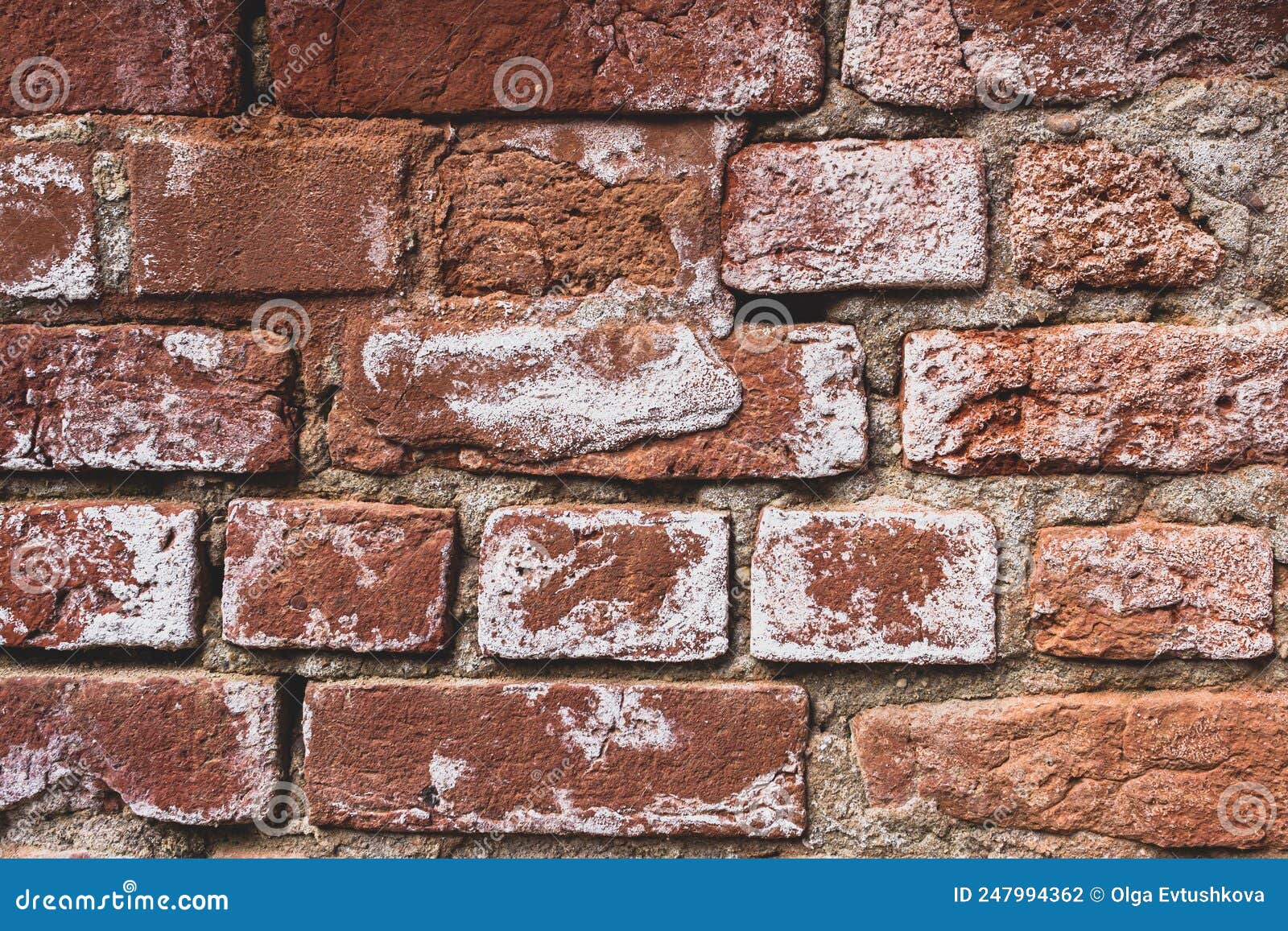 Ancient Brick Masonry Made of Red Clay Bricks with White Salt ...