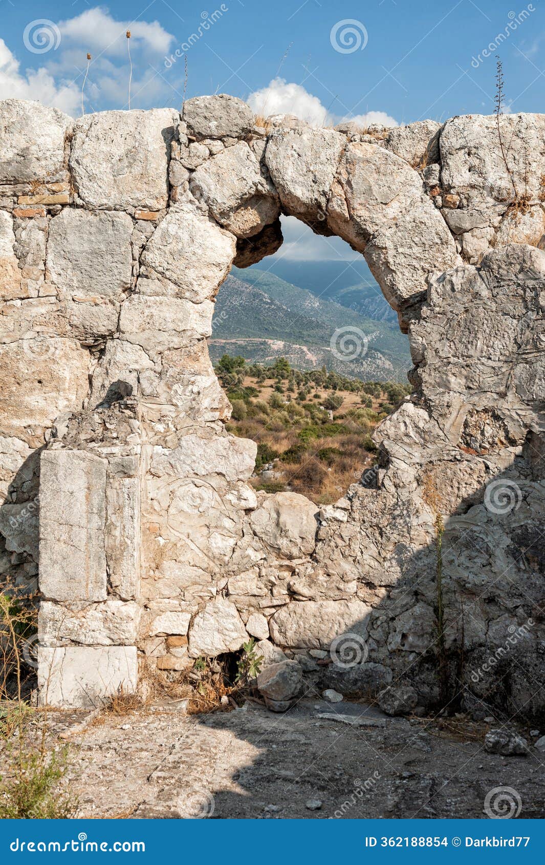 Ancient Brick Old Stones Wall Arch with the Blue Sky Stock Photo ...