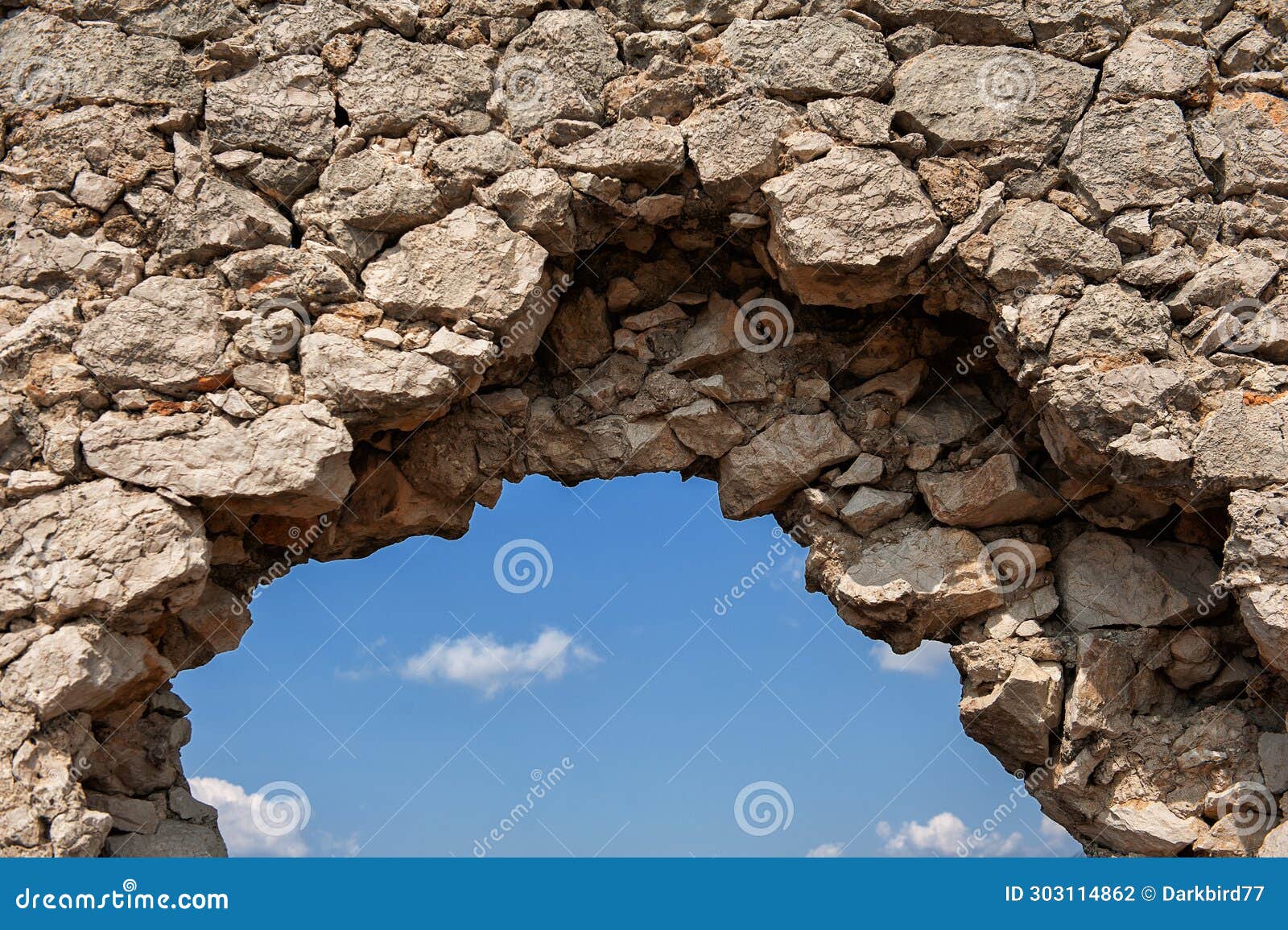 Ancient Brick Old Stones Wall Arch with the Sky As the Background Stock ...