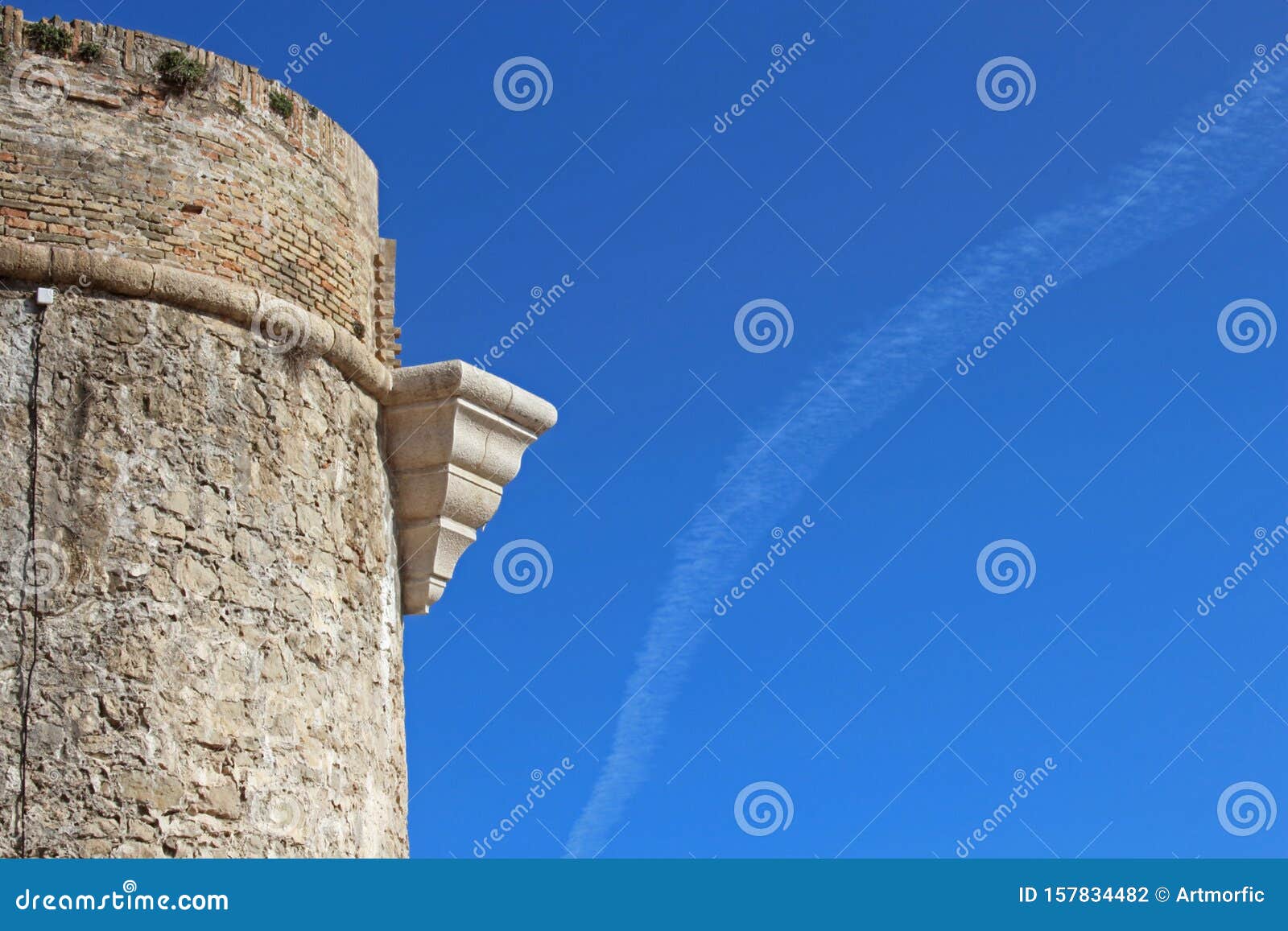 Ancient Brick and Stone Light Tower with Triangular Architectural ...