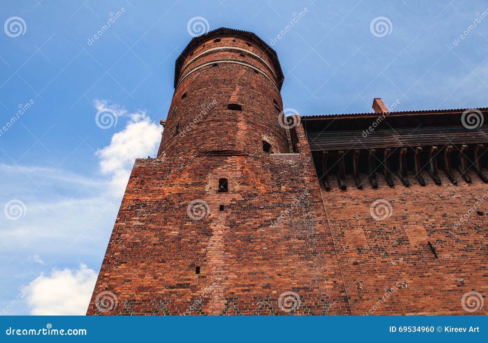 Ancient Brick Tower Construction Stock Photo - Image of shadow, poland ...