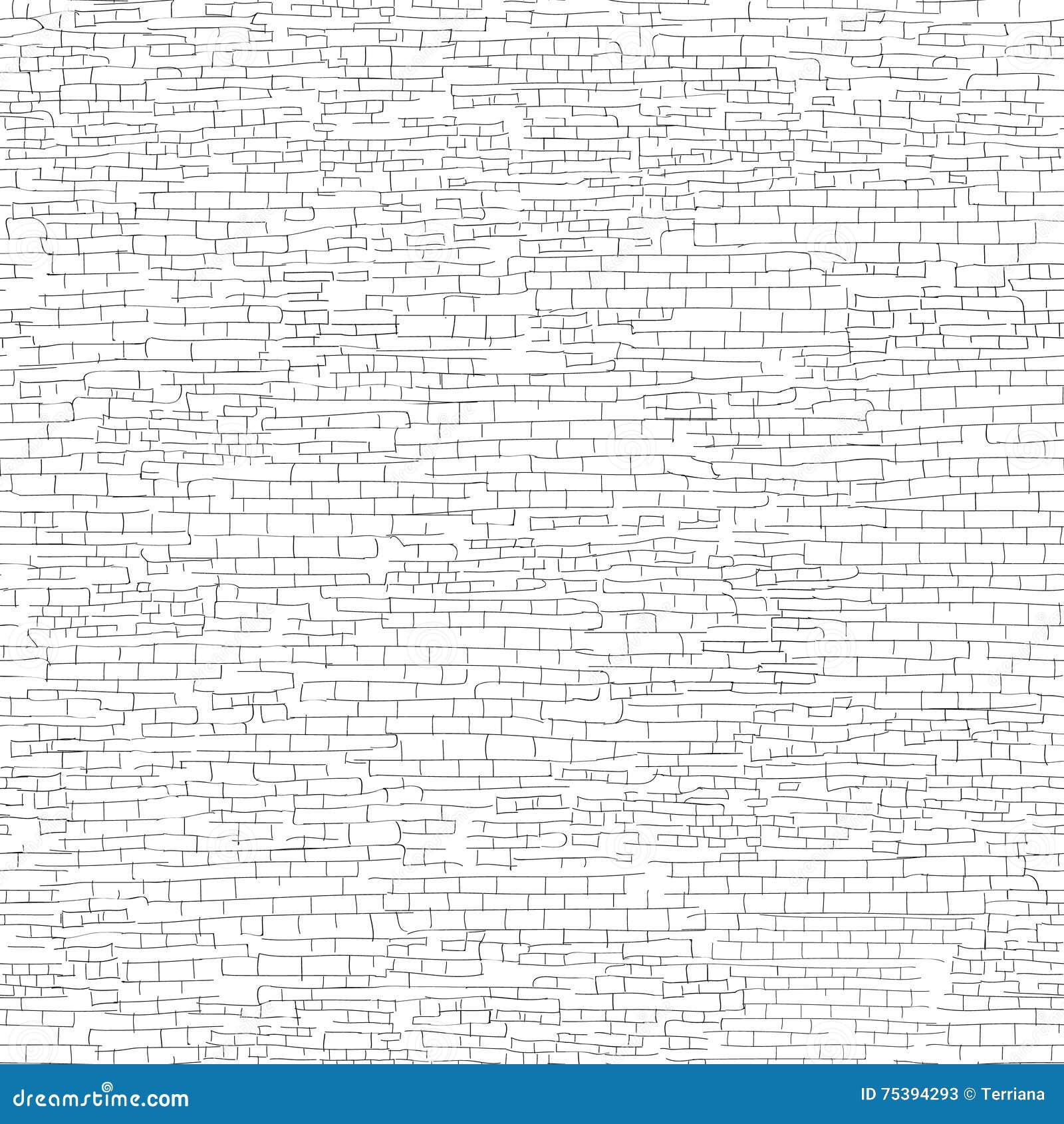 Ancient Brick Wall Background. Shabby Brick Wall Sketch Pattern Stock ...