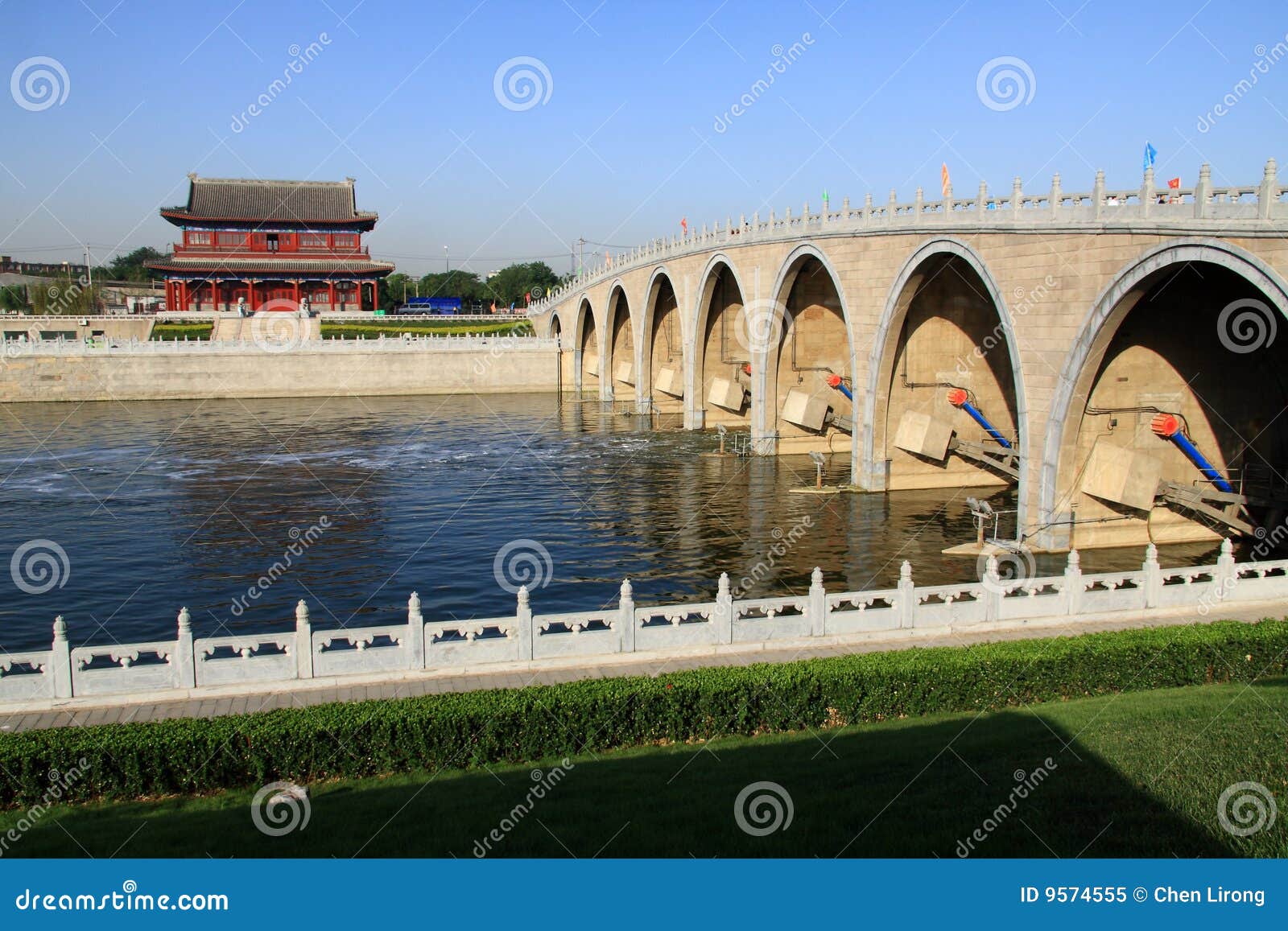 Ancient bridge stock image. Image of tower, water, forbidden - 9574555