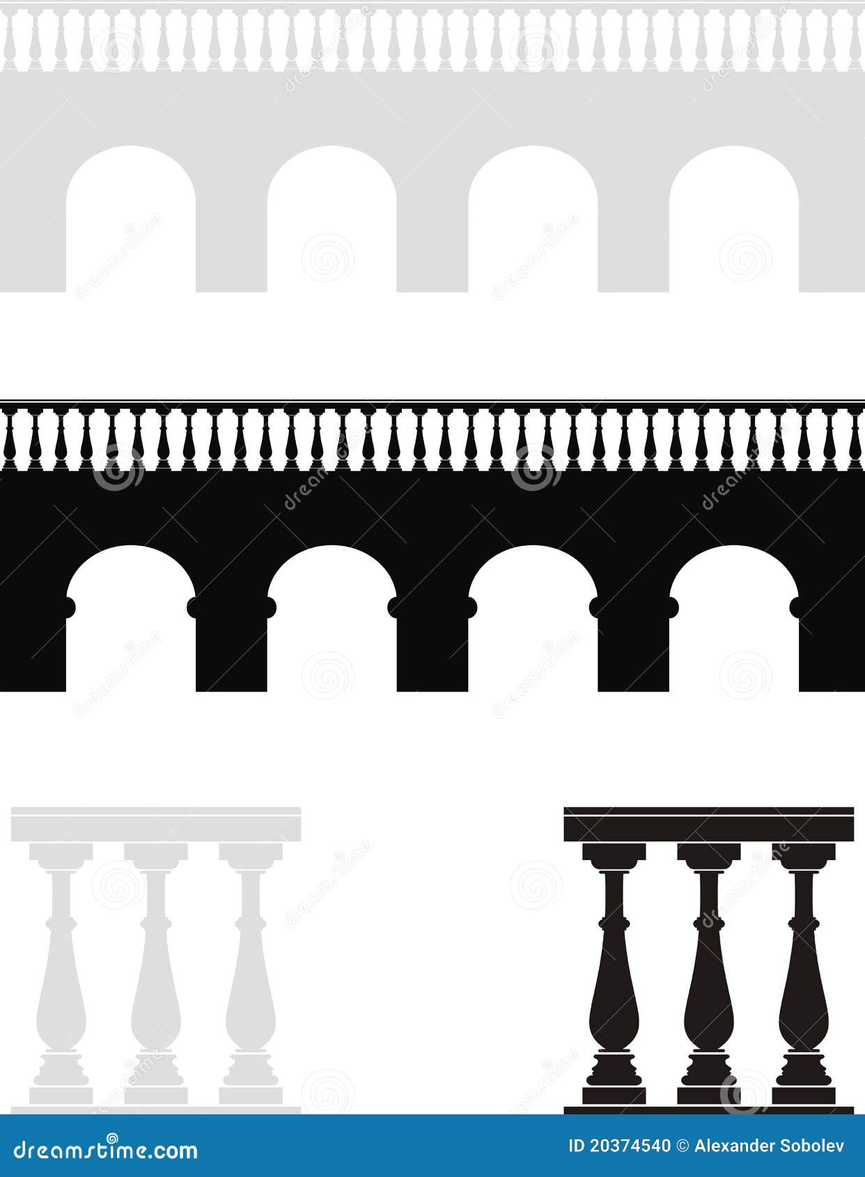 Ancient bridge, balustrade stock vector. Illustration of pillar - 20374540