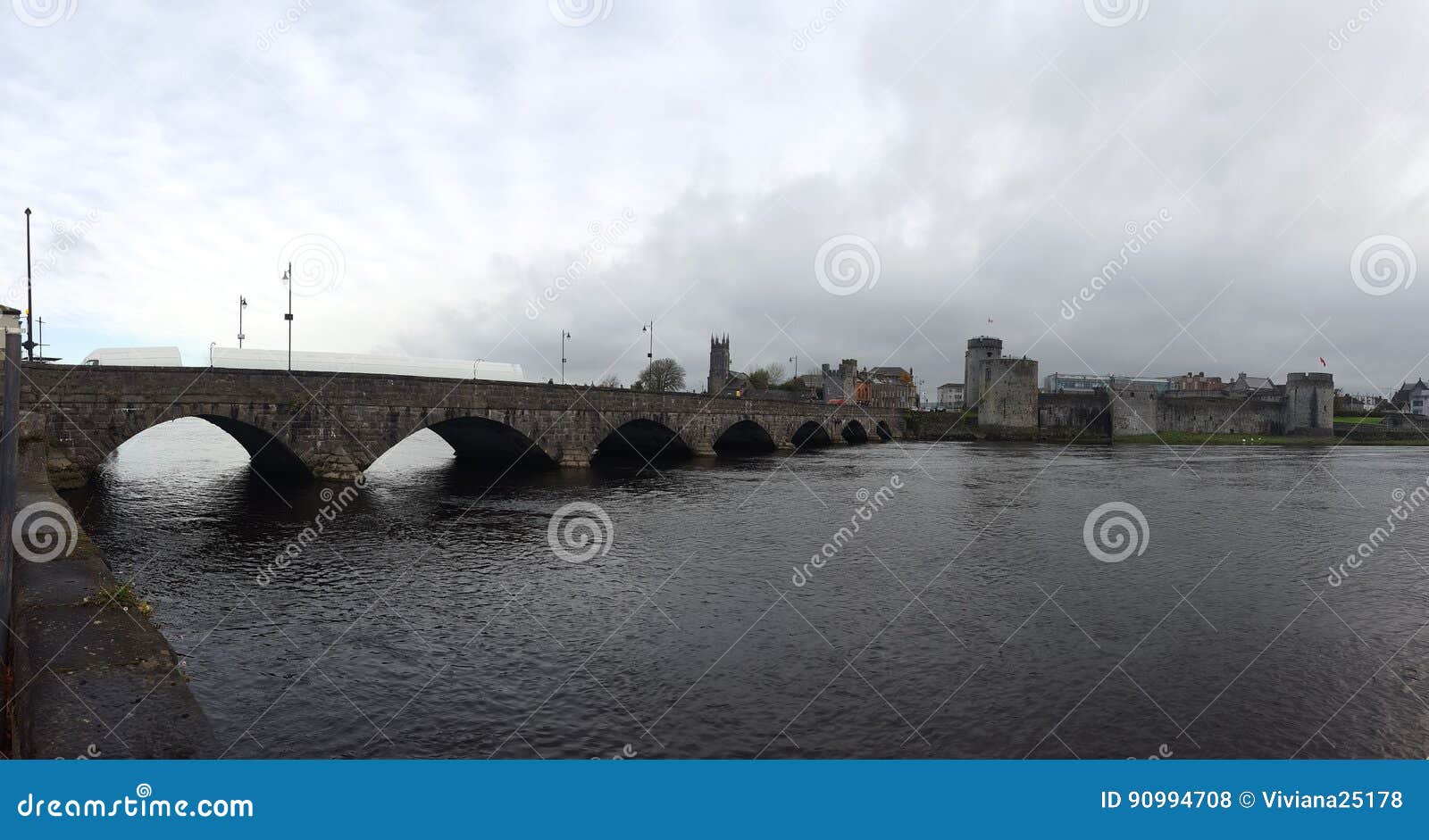 Ancient Bridge in an Irish Town Stock Photo - Image of clouds, water ...