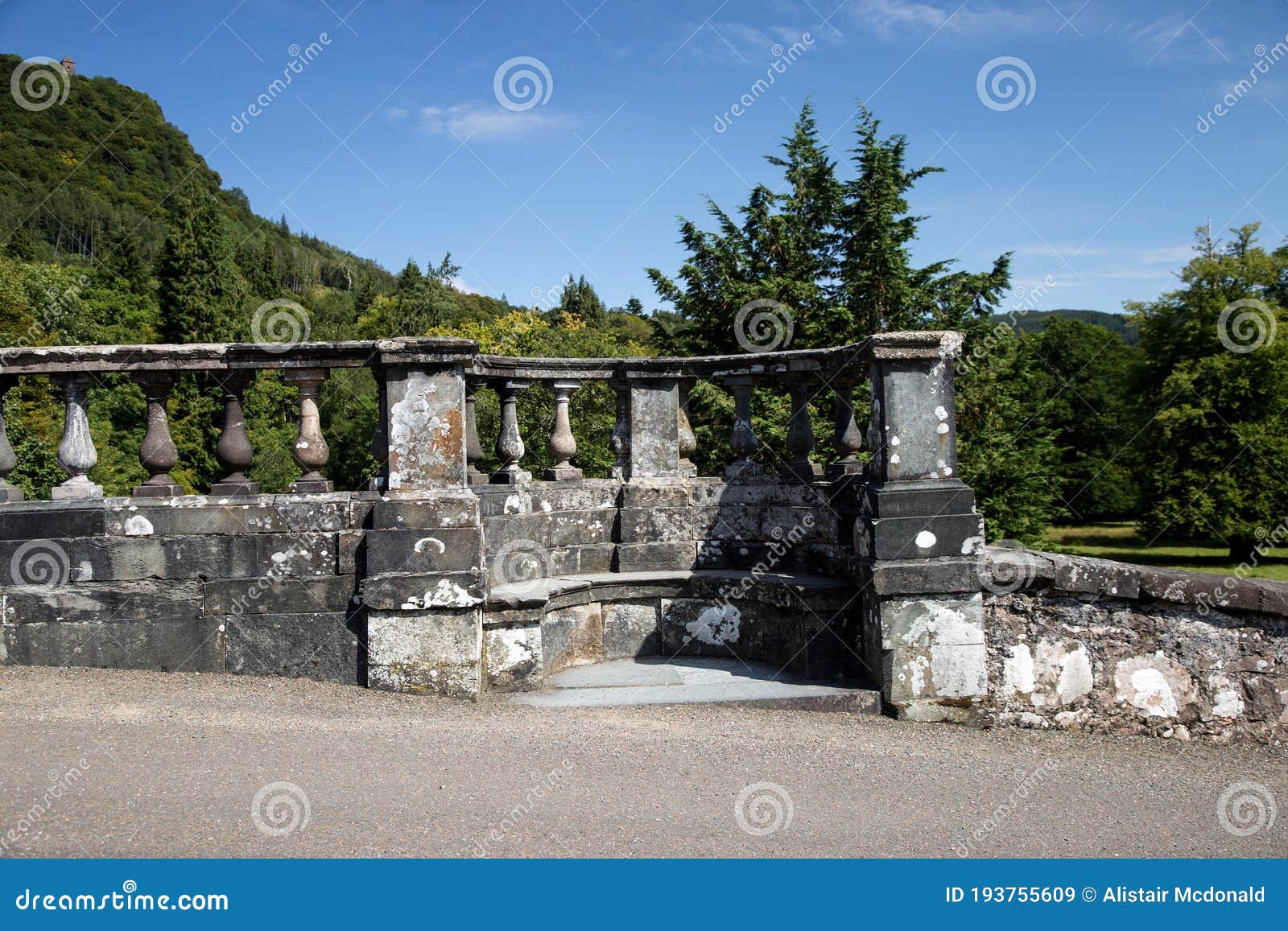 Ancient Bridge Parapet and Stone Seating Area Stock Image - Image of ...