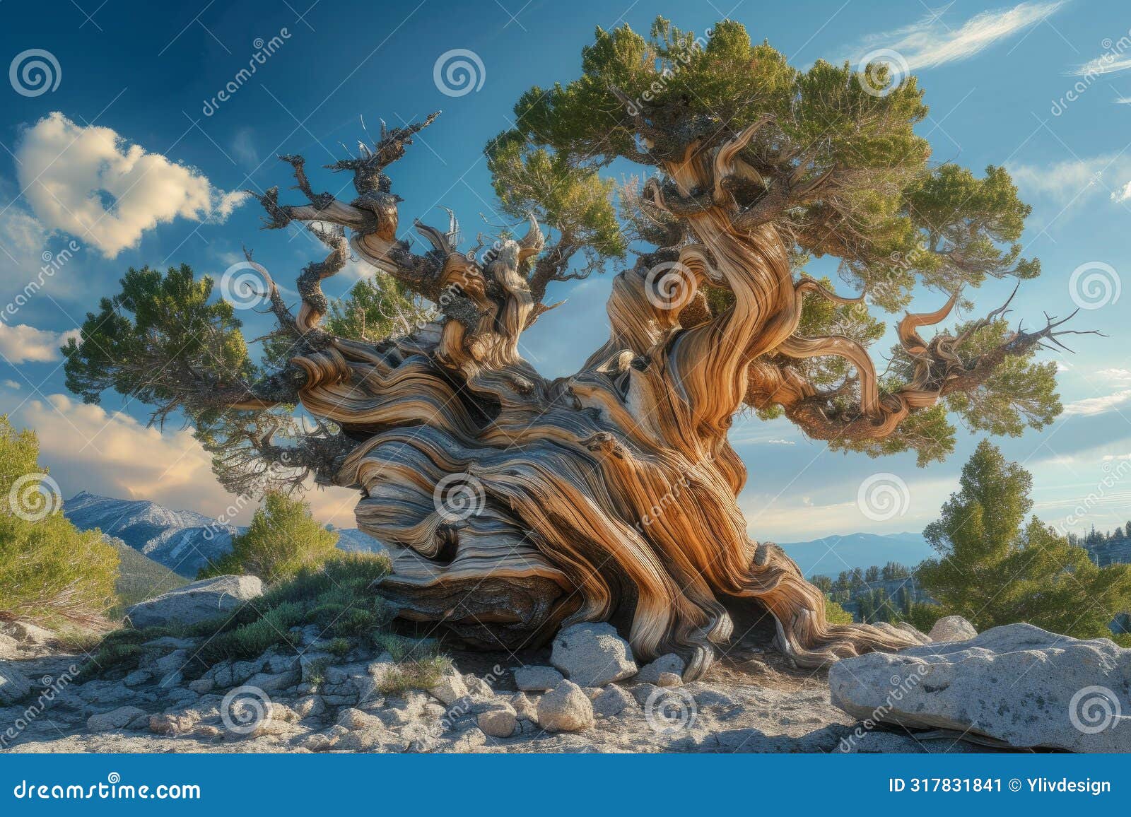 Ancient Bristlecone Pine Tree At Sunset Royalty-Free Stock Photo ...