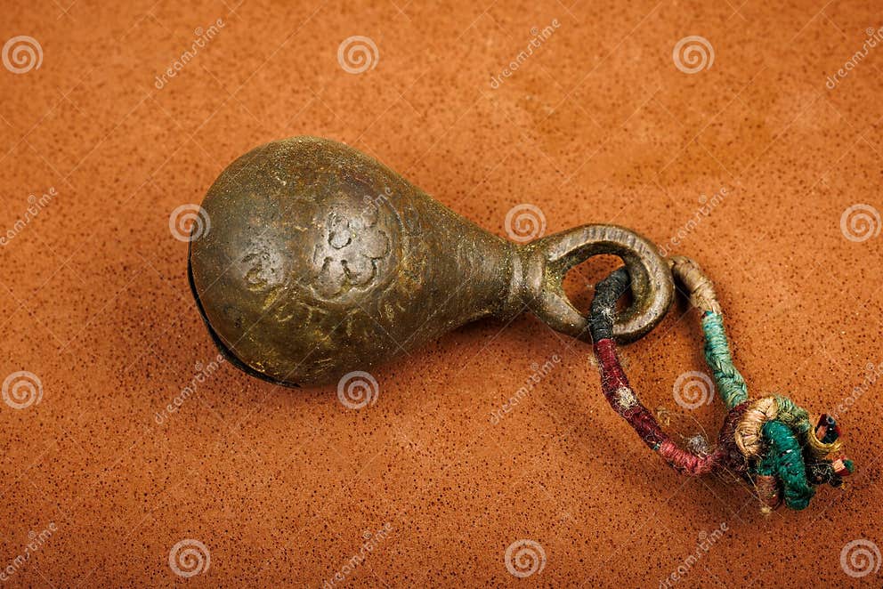 Ancient Bronze Bell with Engravings and Rope Stock Illustration ...