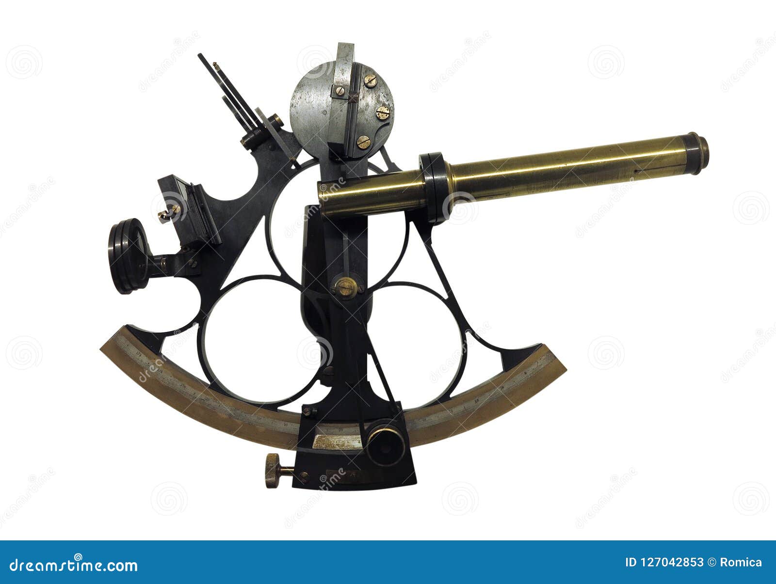 Ancient Bronze Navigation Sextant Astrolabe Isolate On White Background Stock Image Image Of