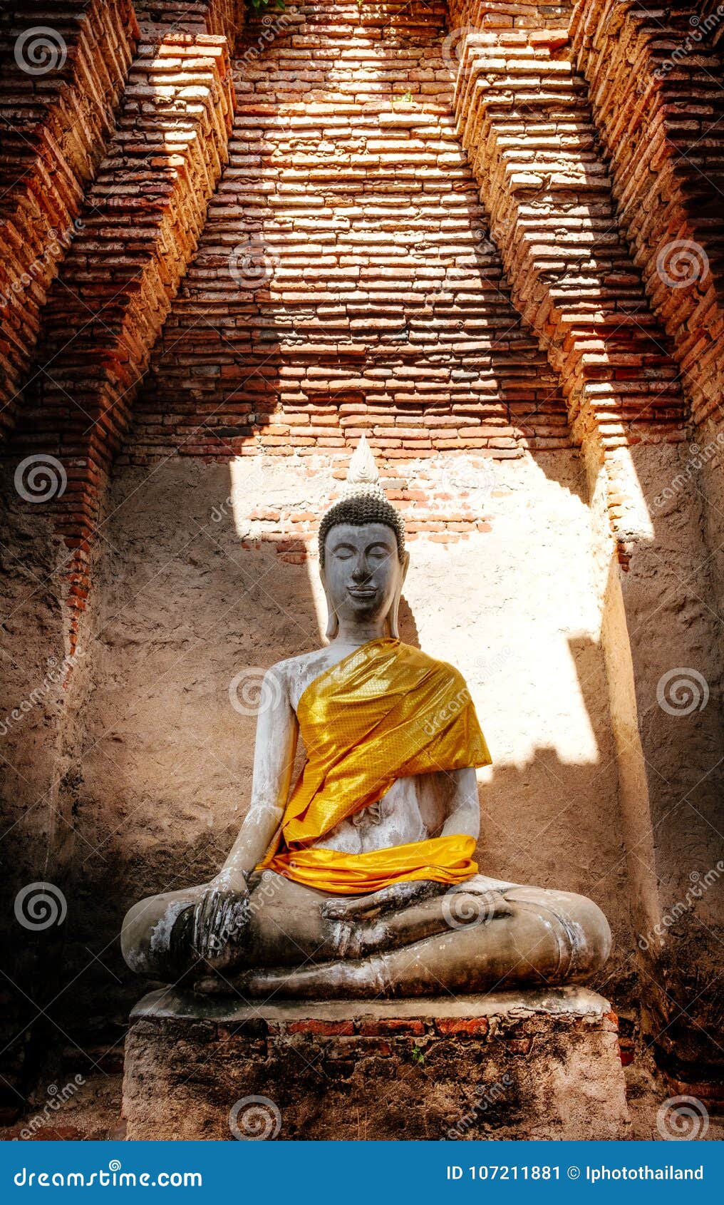 Ancient Buddha and Old Brick Wall on Ancient Monuments that are Stock ...