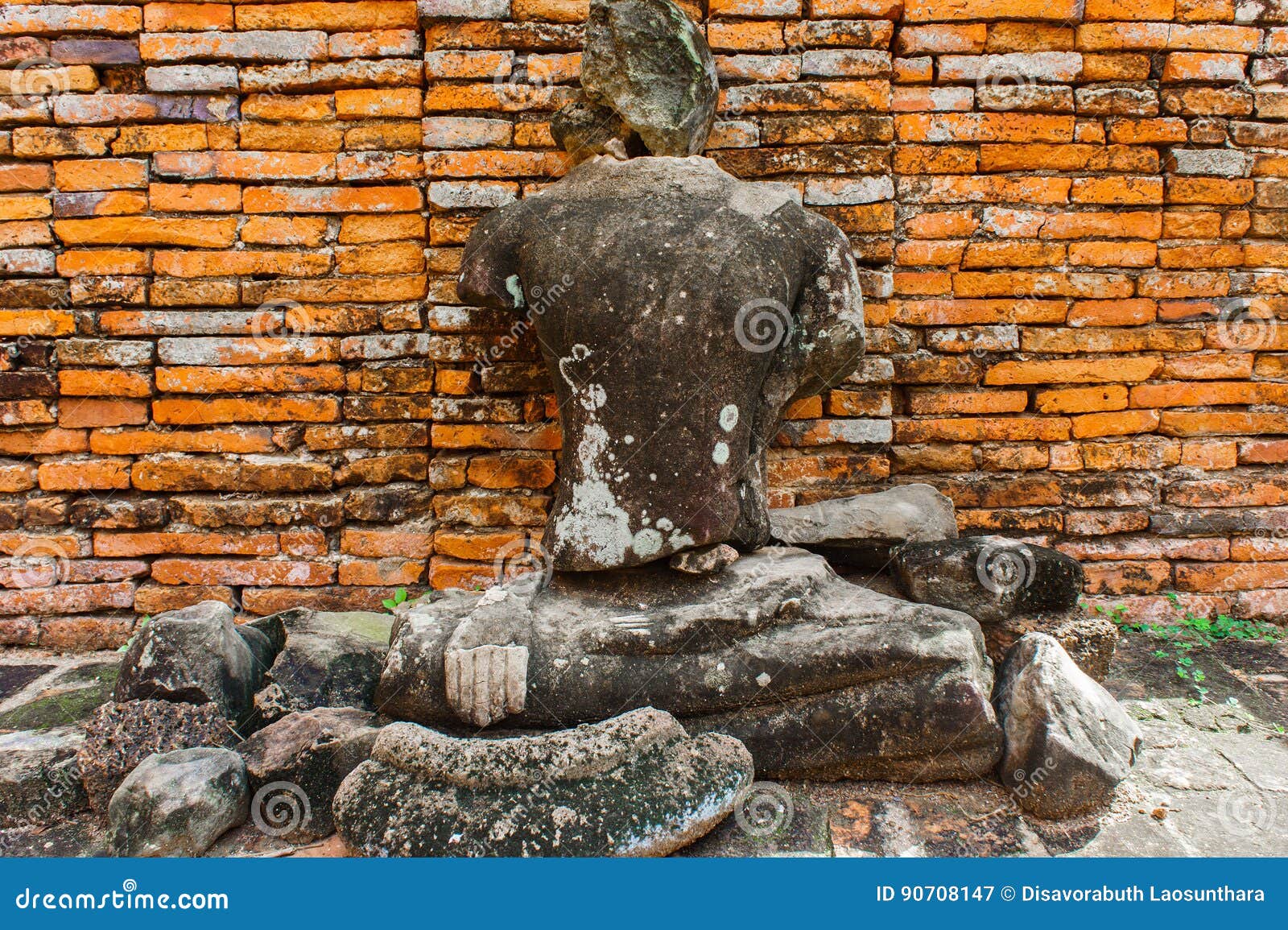 Ancient Buddha Statue are Red Brick Wall Stock Image - Image of buddha ...