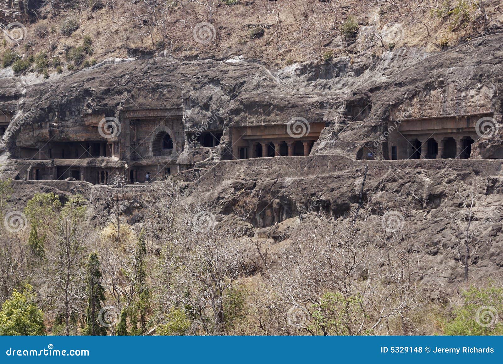 Ancient Buddhist Rock Temples at Ajanta Stock Photo - Image of ...
