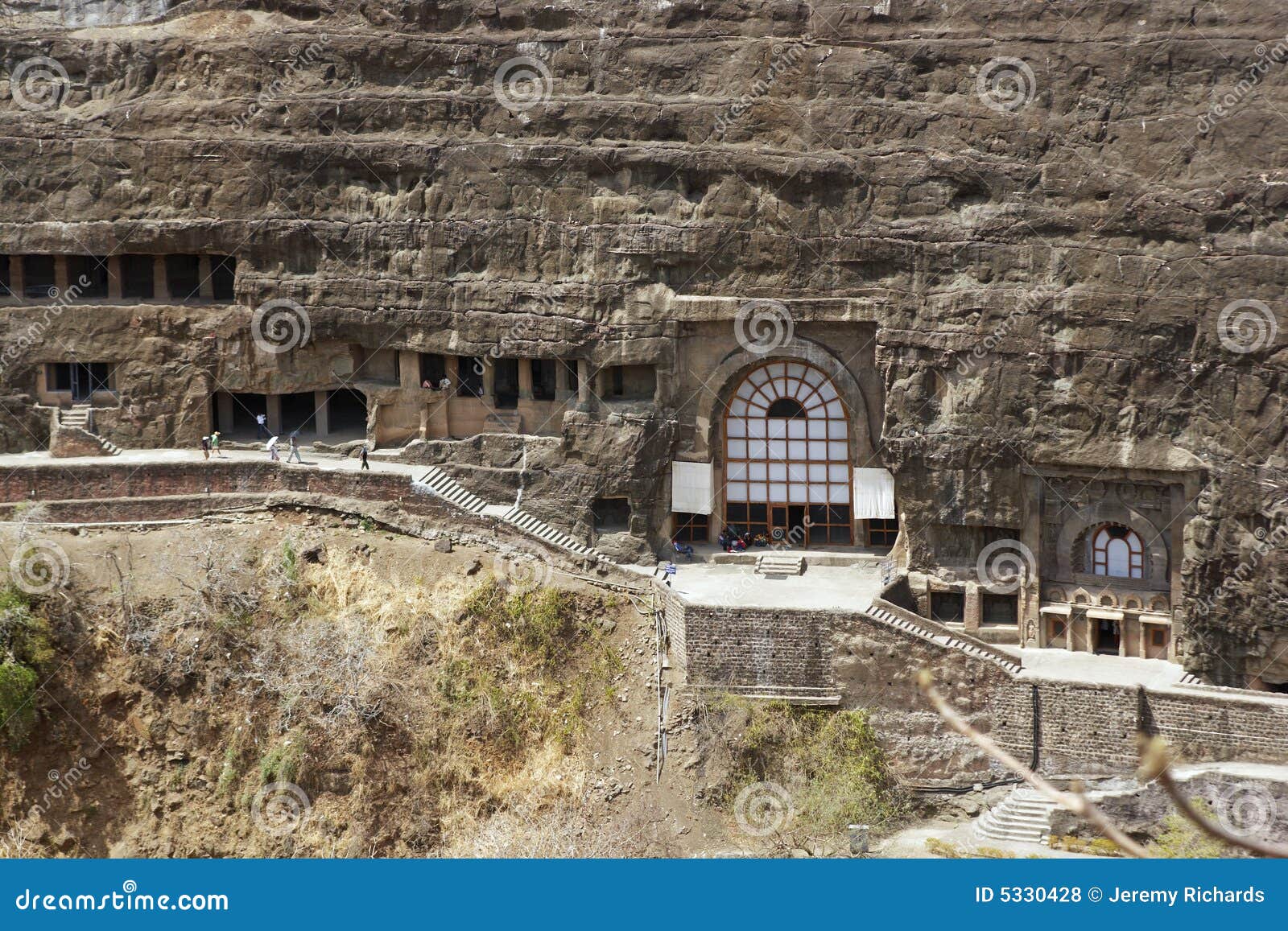 Ancient Buddhist Rock Temples at Ajanta Stock Photo - Image of ...