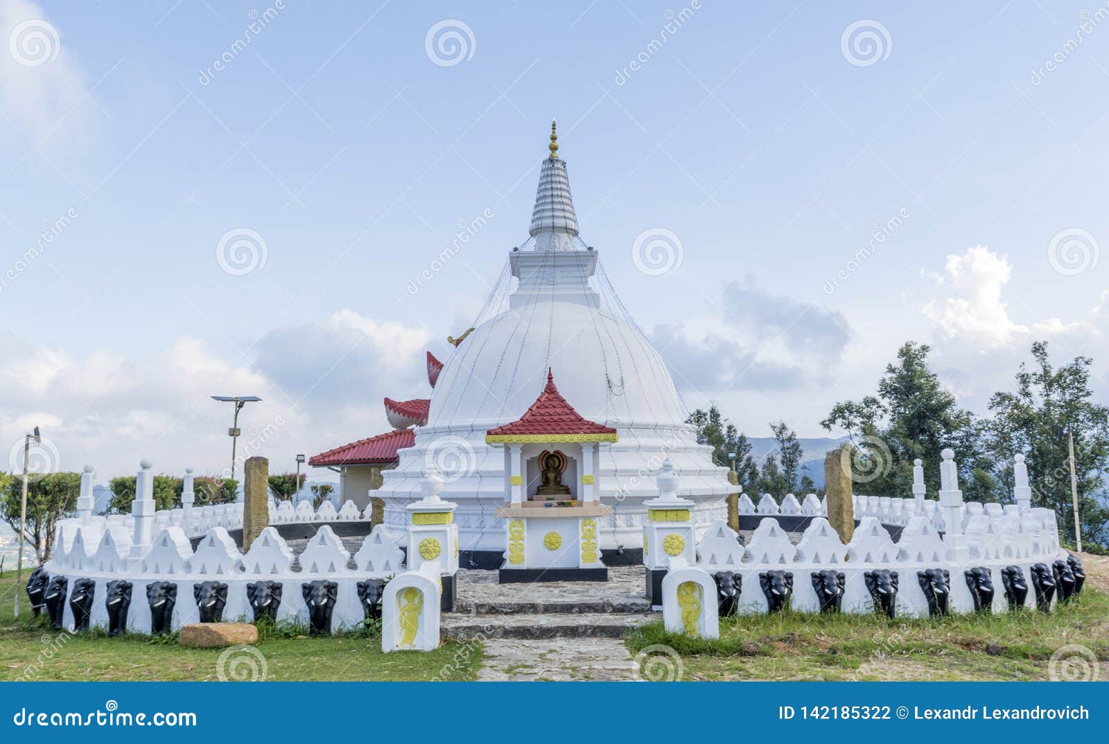 Ancient Buddhist White Stupa in the Mountains Stock Photo - Image of ...