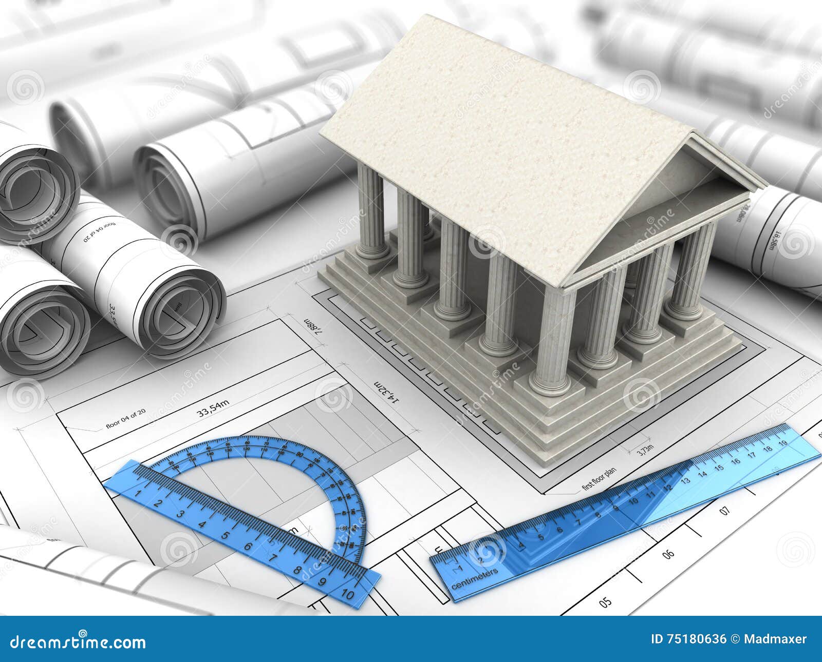 Ancient Building Blueprints Stock Illustration - Illustration of ...