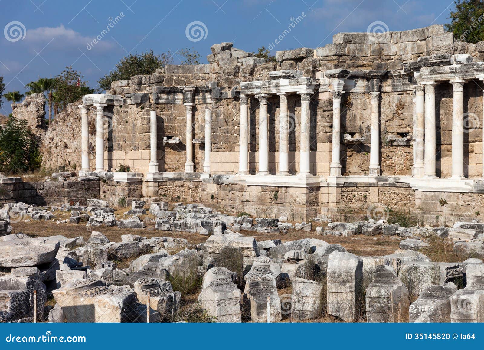 Ancient Building Columns at Turkey Side Stock Photo - Image of culture ...