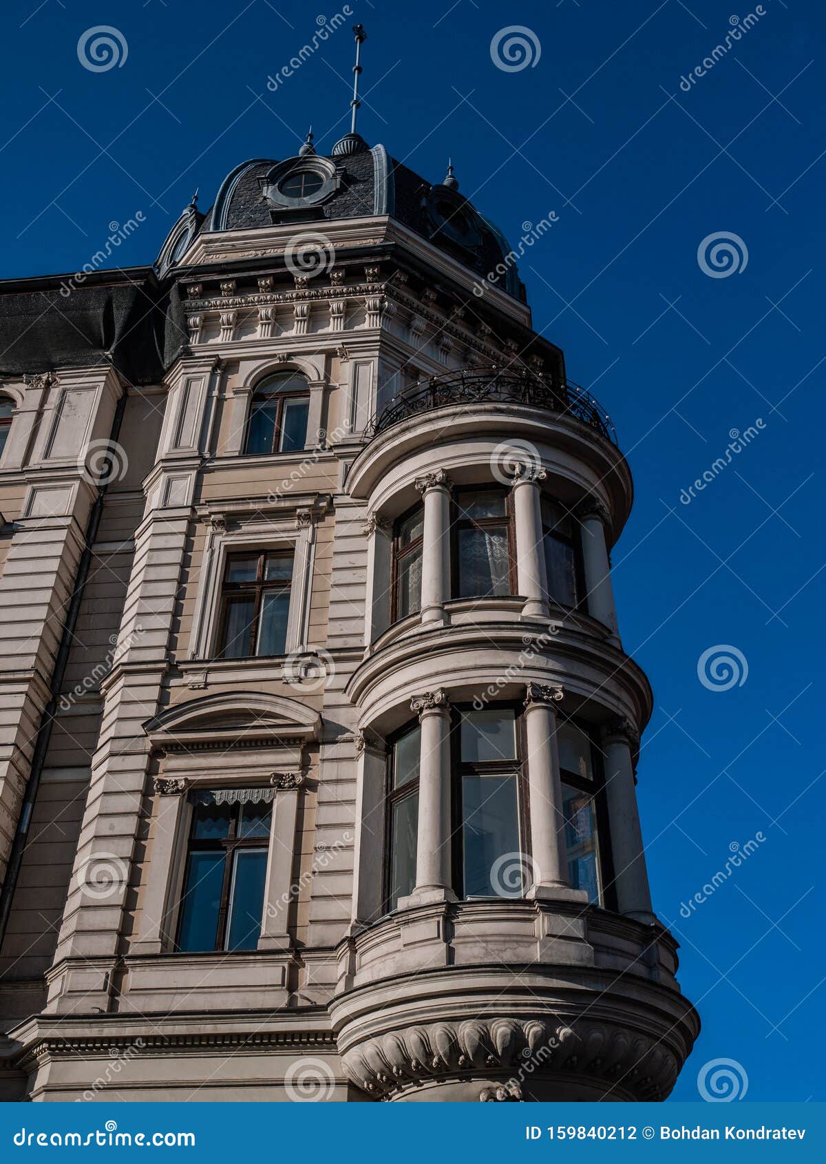 Windows And Columns In Row On Facade Of Historic Building Royalty-Free ...