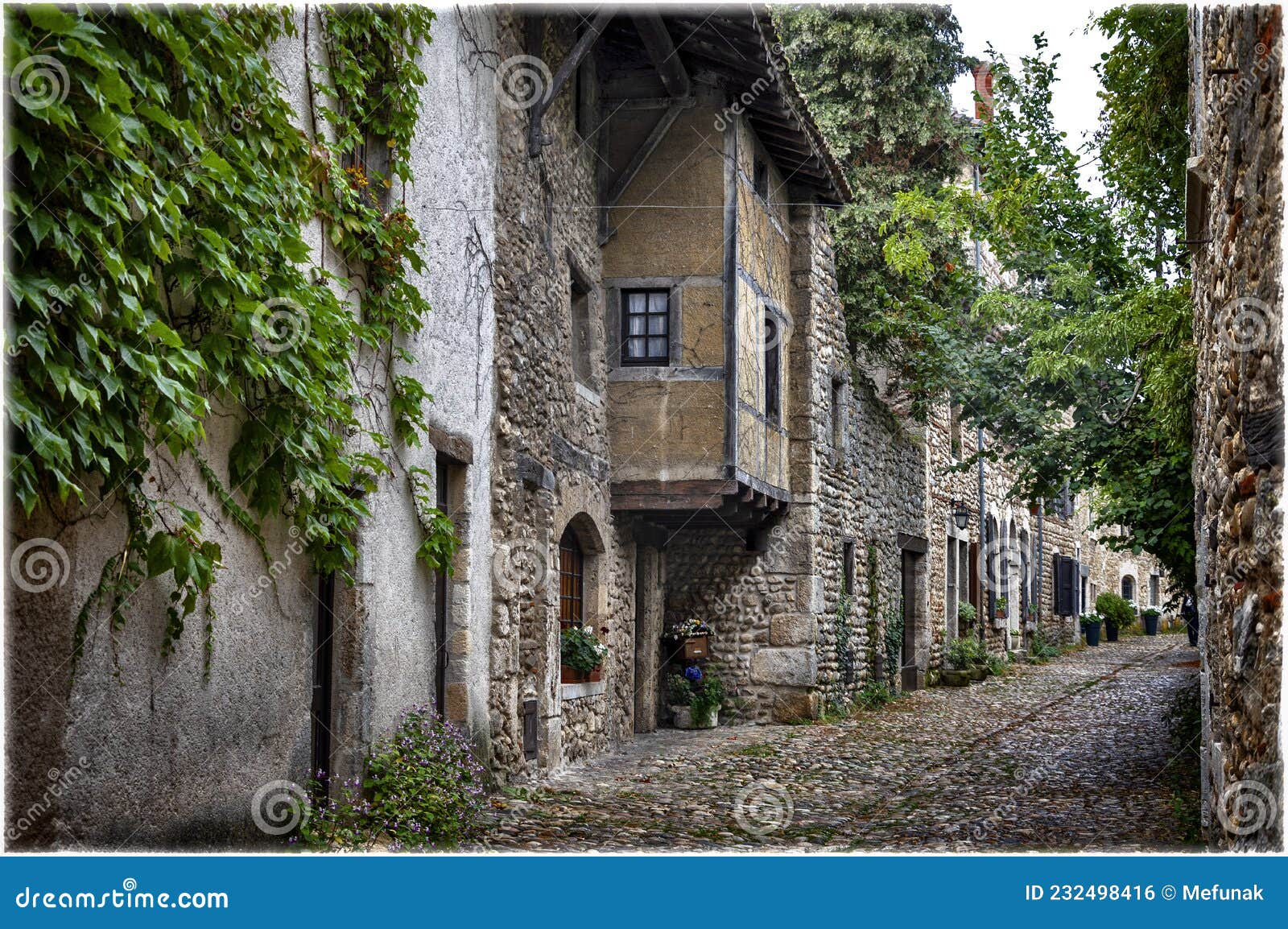 Ancient Buildings in the Medieval Village Perouges, France Stock Photo ...