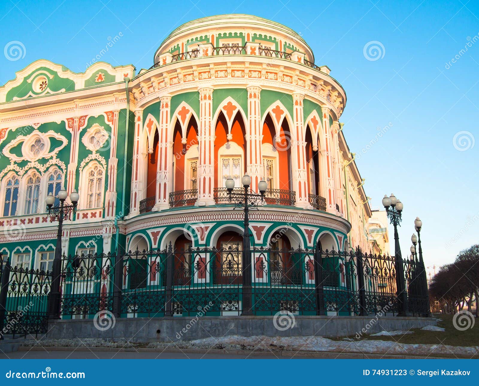 The Ancient Building in Neo-Gothic Style Stock Image - Image of blue ...