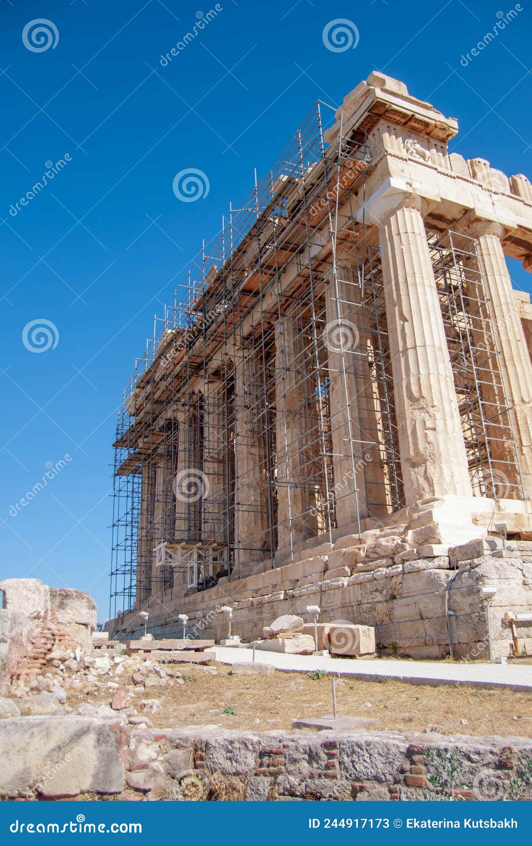The Ancient Building of the Parthenon in the Acropolis Under ...