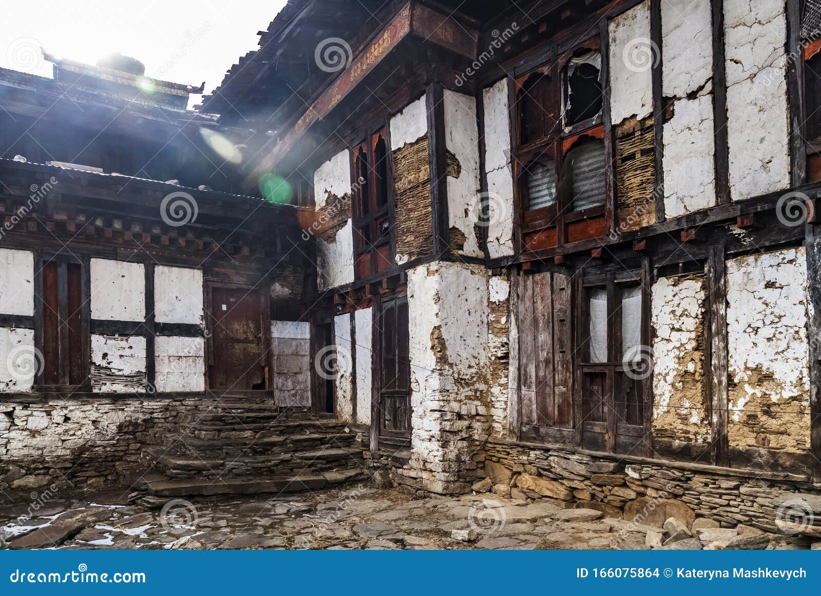 Ancient Building of in the Phajoding Monastery High in the Himalayan ...