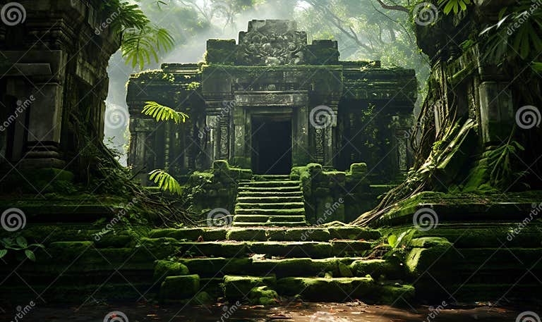 Ancient Building Rune in the Forest Ai Generative Stock Photo - Image ...