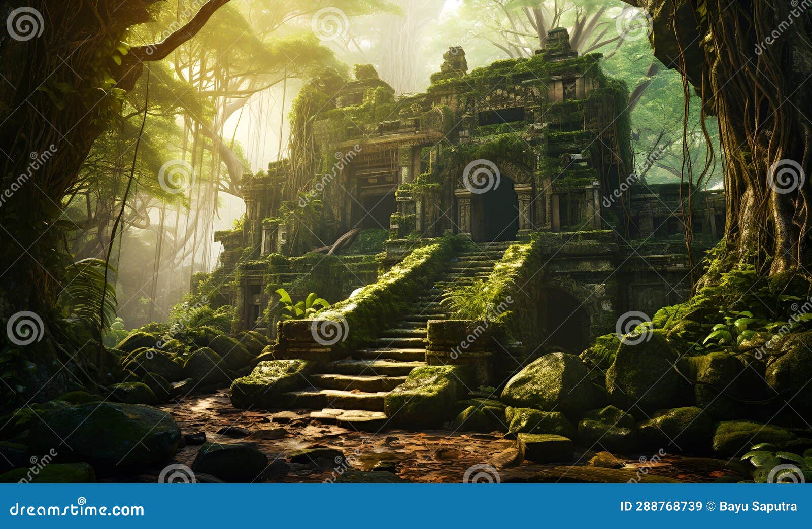 Ancient Building Rune in the Forest Ai Generative Stock Illustration ...