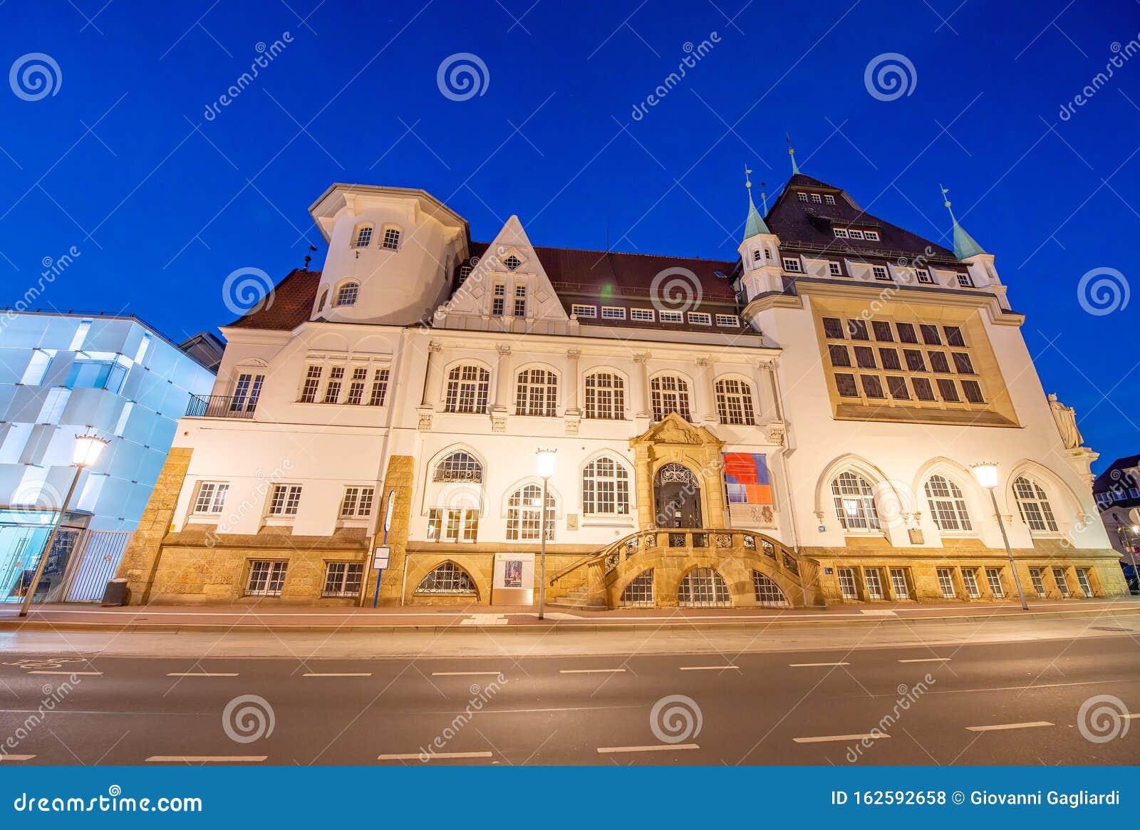 Ancient Buildings of Celle at Night, Germany Stock Photo - Image of ...