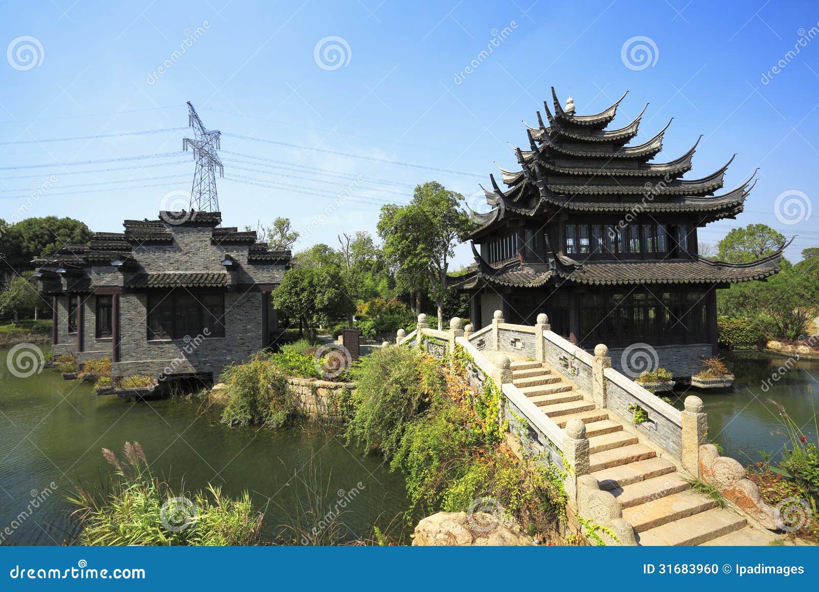 Ancient Buildings in the Chinese Garden Stock Photo - Image of ...