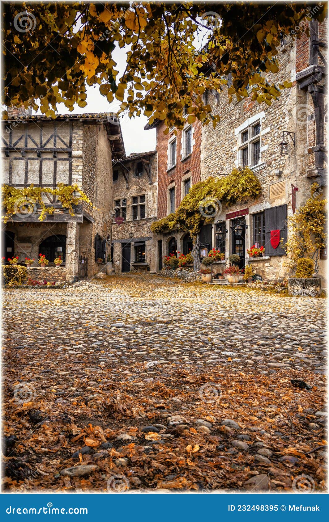 Ancient Buildings in the Medieval Village Perouges, France Editorial ...